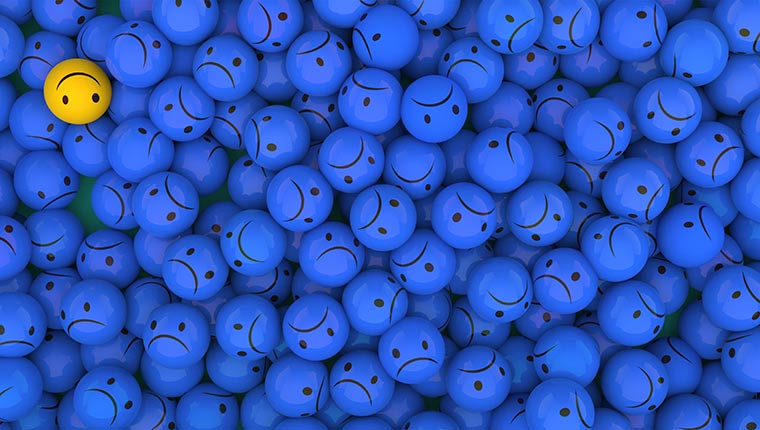 Blue Sad Smiley Faces