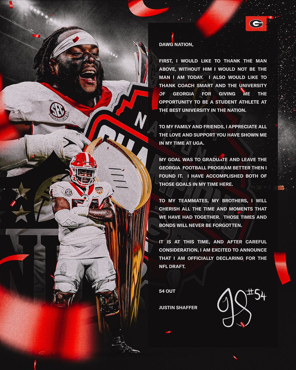 UGA OL Justin Shaffer declares for the 2022 NFL draft : r/CFB