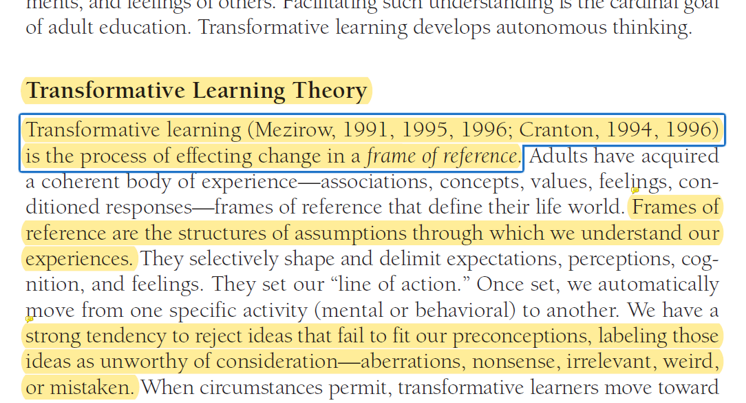 Notes (second edition) on Mezirow’s Transformative learning – Dr Andrew ...