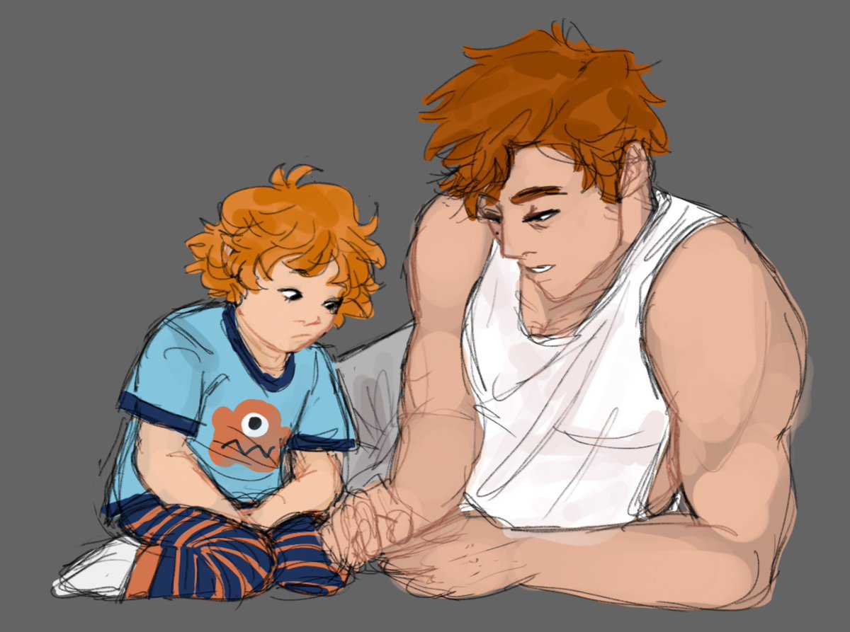 「have i rly only drawn hiro + baby tenma 」|bayli @ commissions openのイラスト