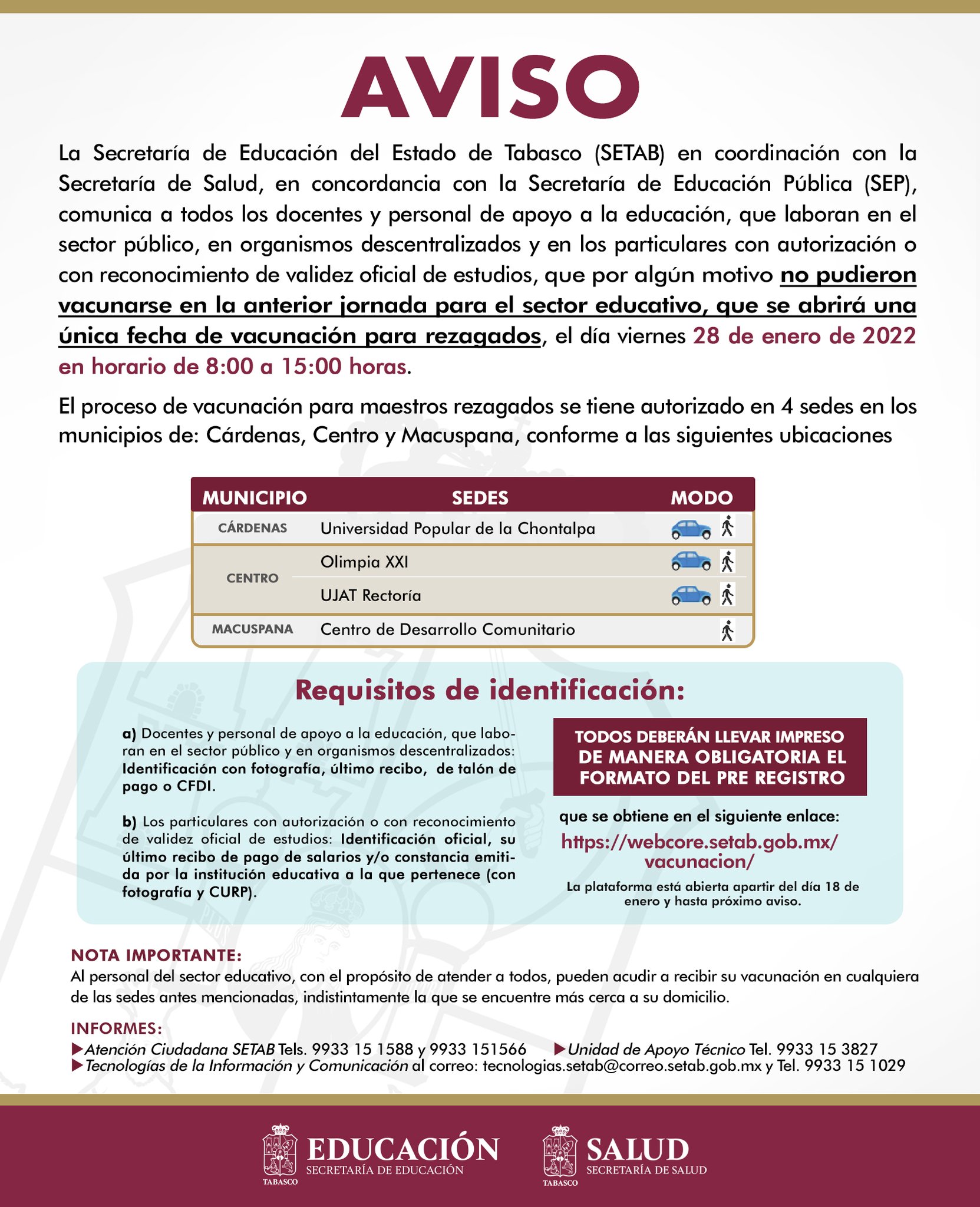Secretarﾃｭa De Educaciﾃｳn On Twitter 塘ﾂ Aviso Importante Setabcomunica