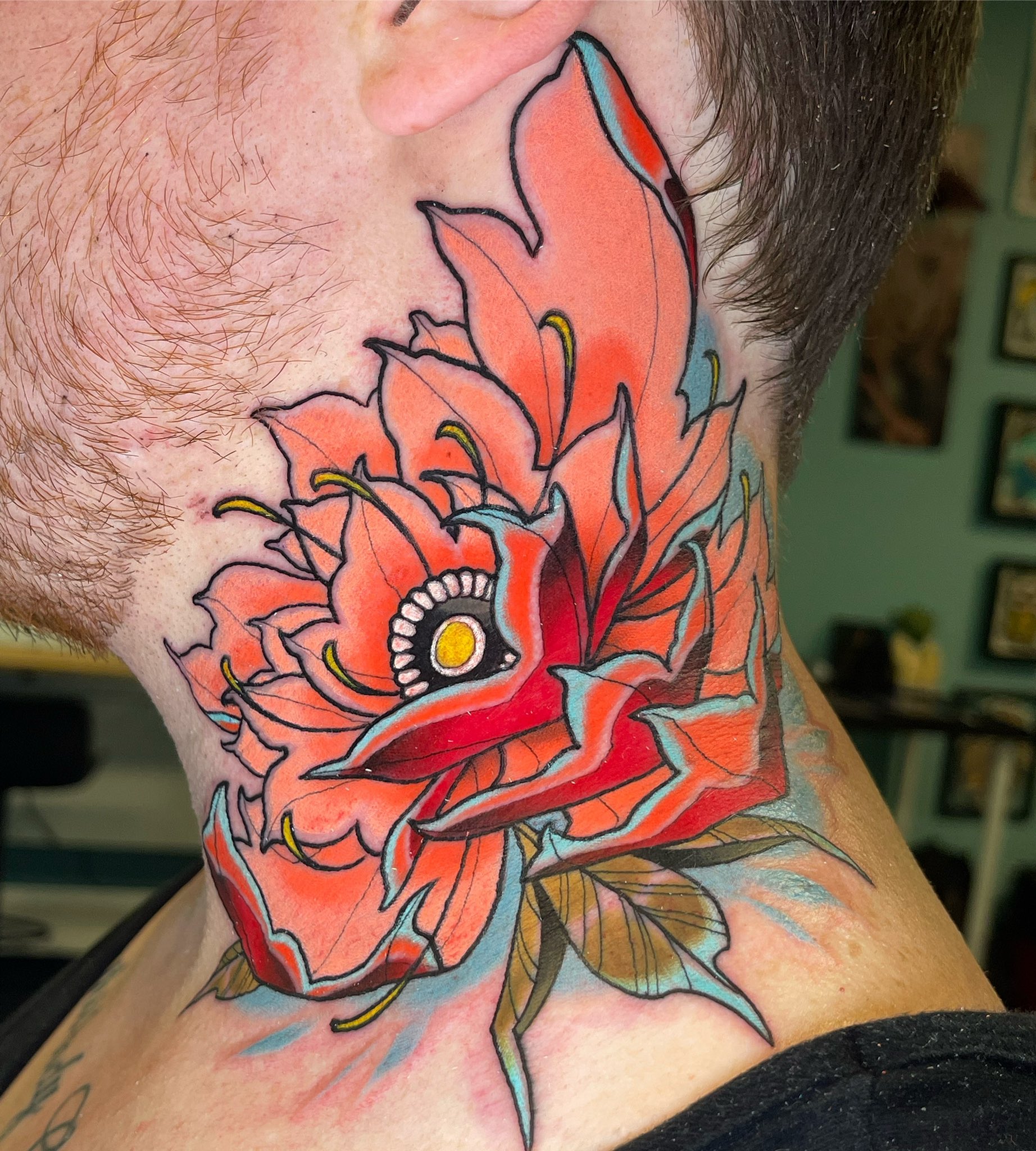 Lotus Flower Neck Tattoos