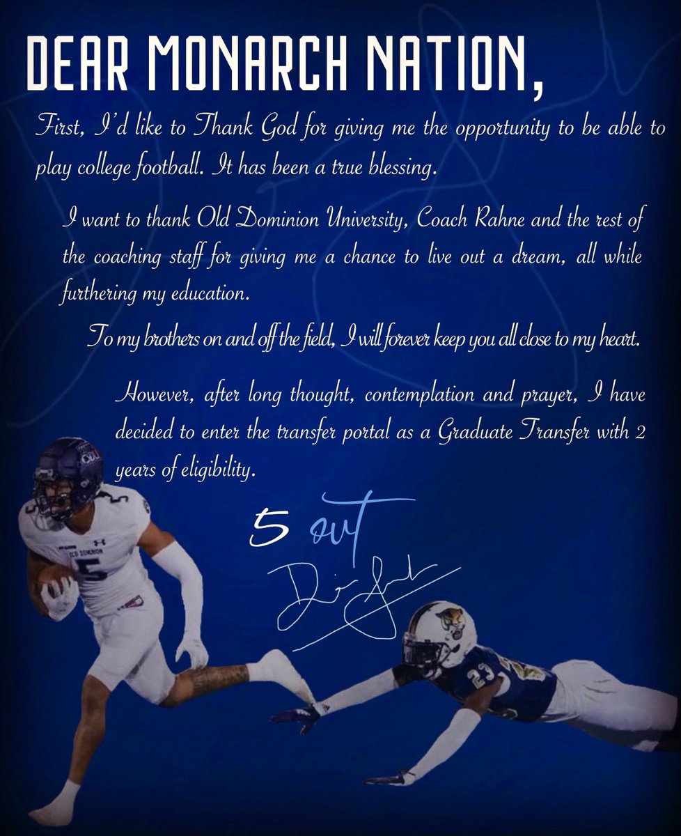 Old Dominion WR Darius Savedge has entered the transfer portal : r/CFB