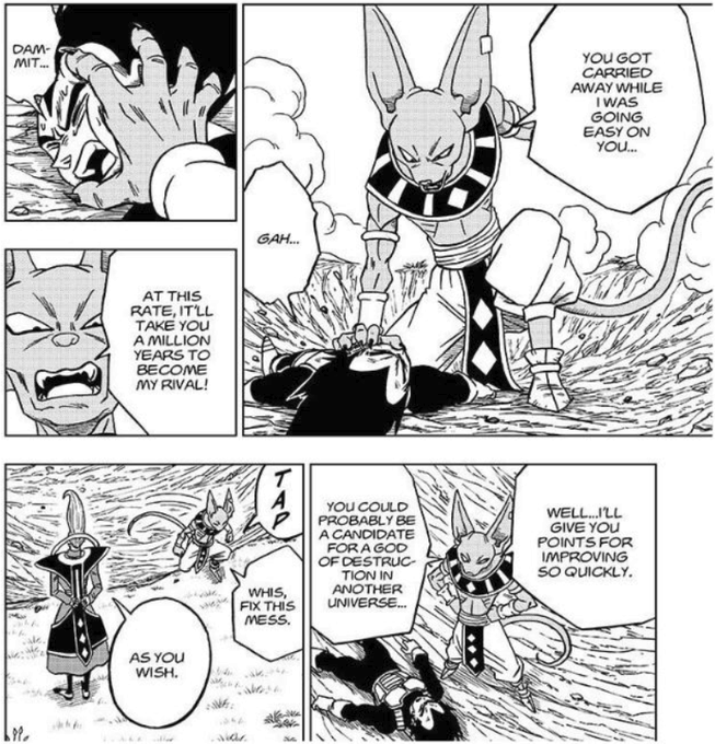 Beerus Defeats Vegeta And Informs Hi.. | Dragon Ball Manga Panels さんの ...