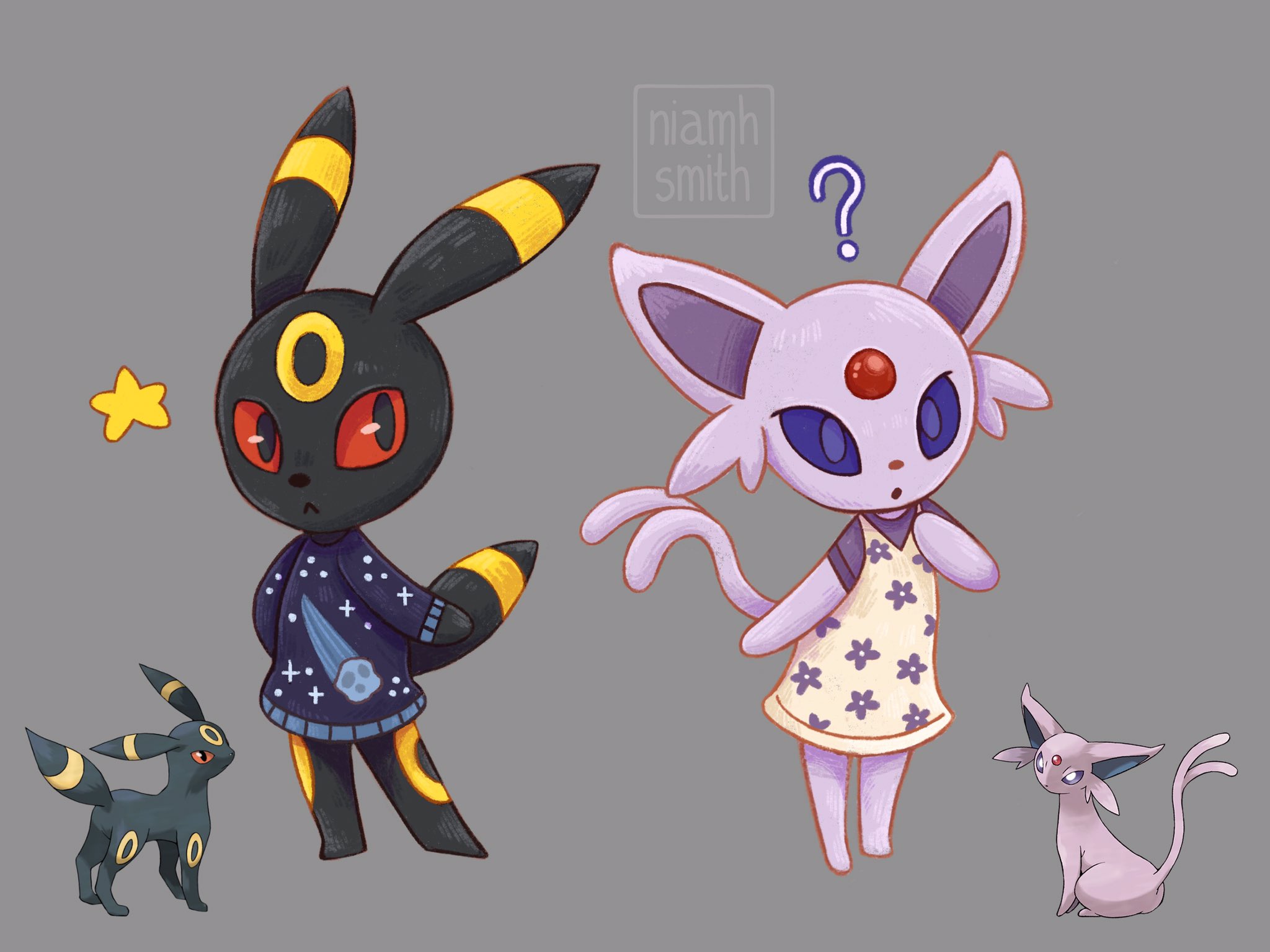 Cute Espeon And Umbreon