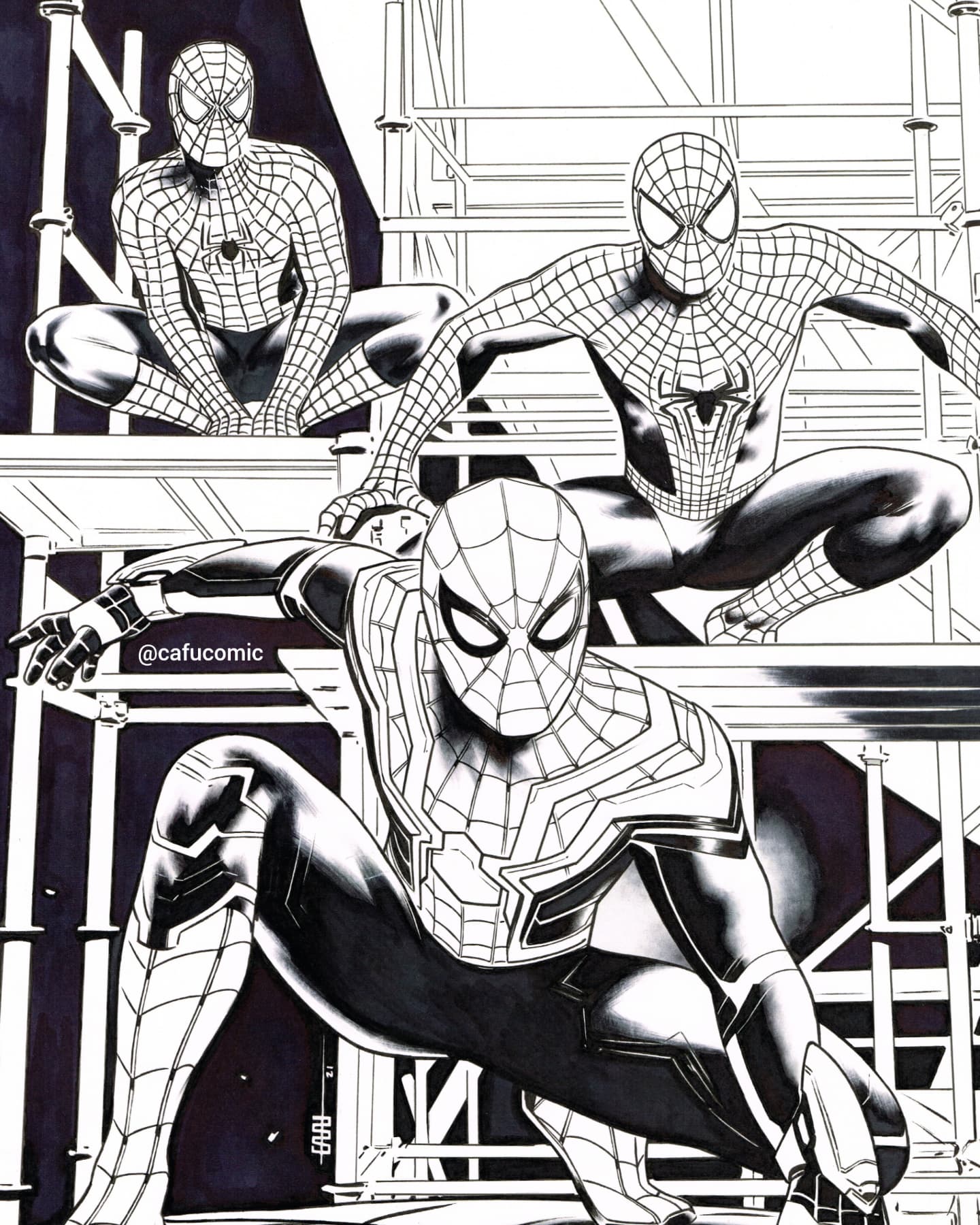 Spiderman Comic Art Black And White