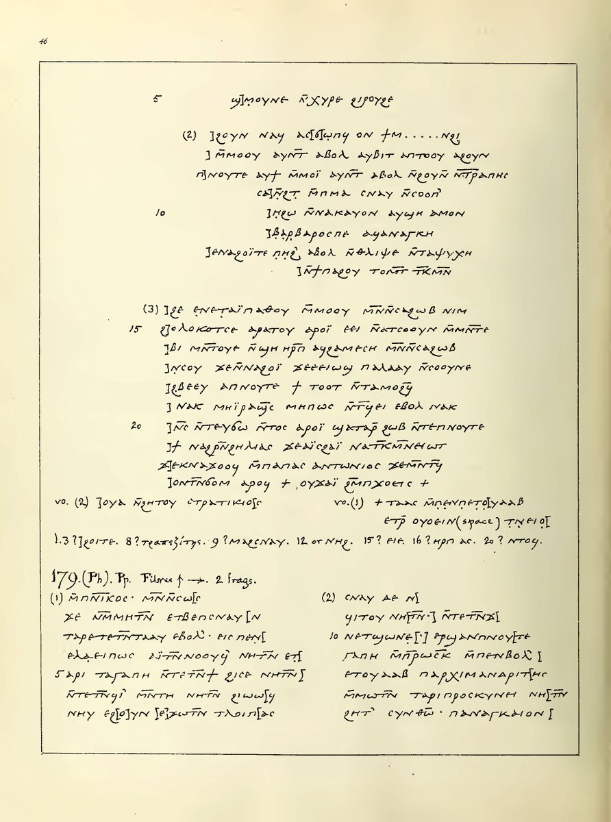 Two papyrus letter fragments in a fine Sahidic Coptic uncial book hand ...