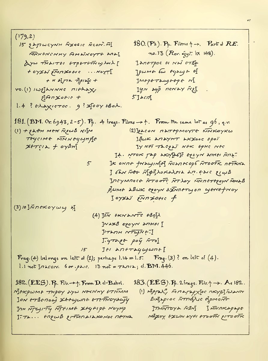 Two papyrus letter fragments in a fine Sahidic Coptic uncial book hand ...