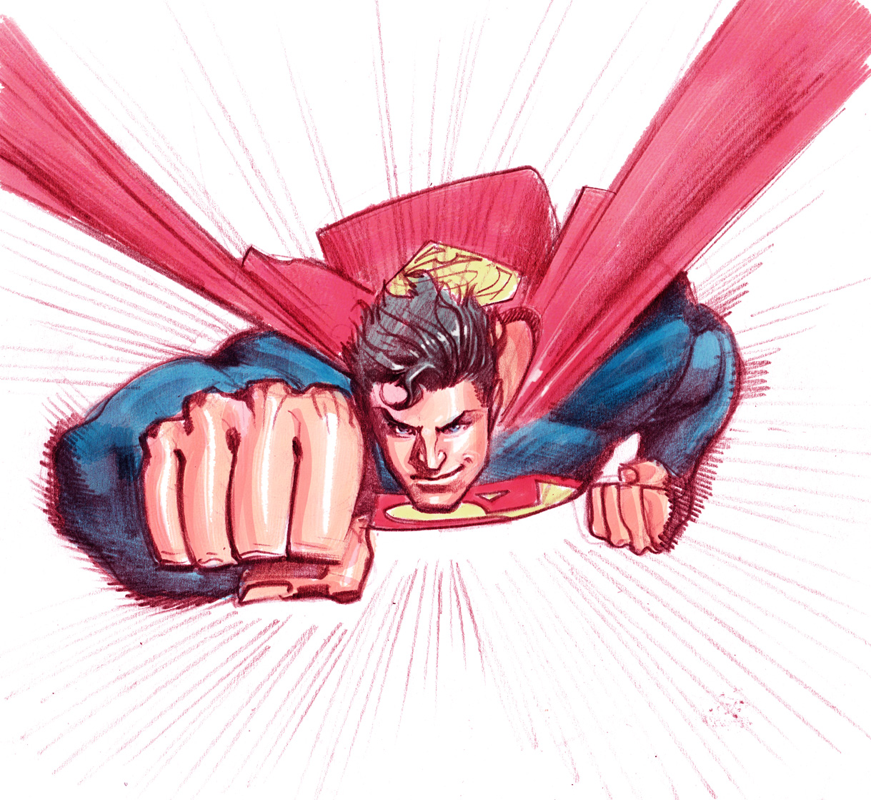 Superman Flying Pencil Drawings