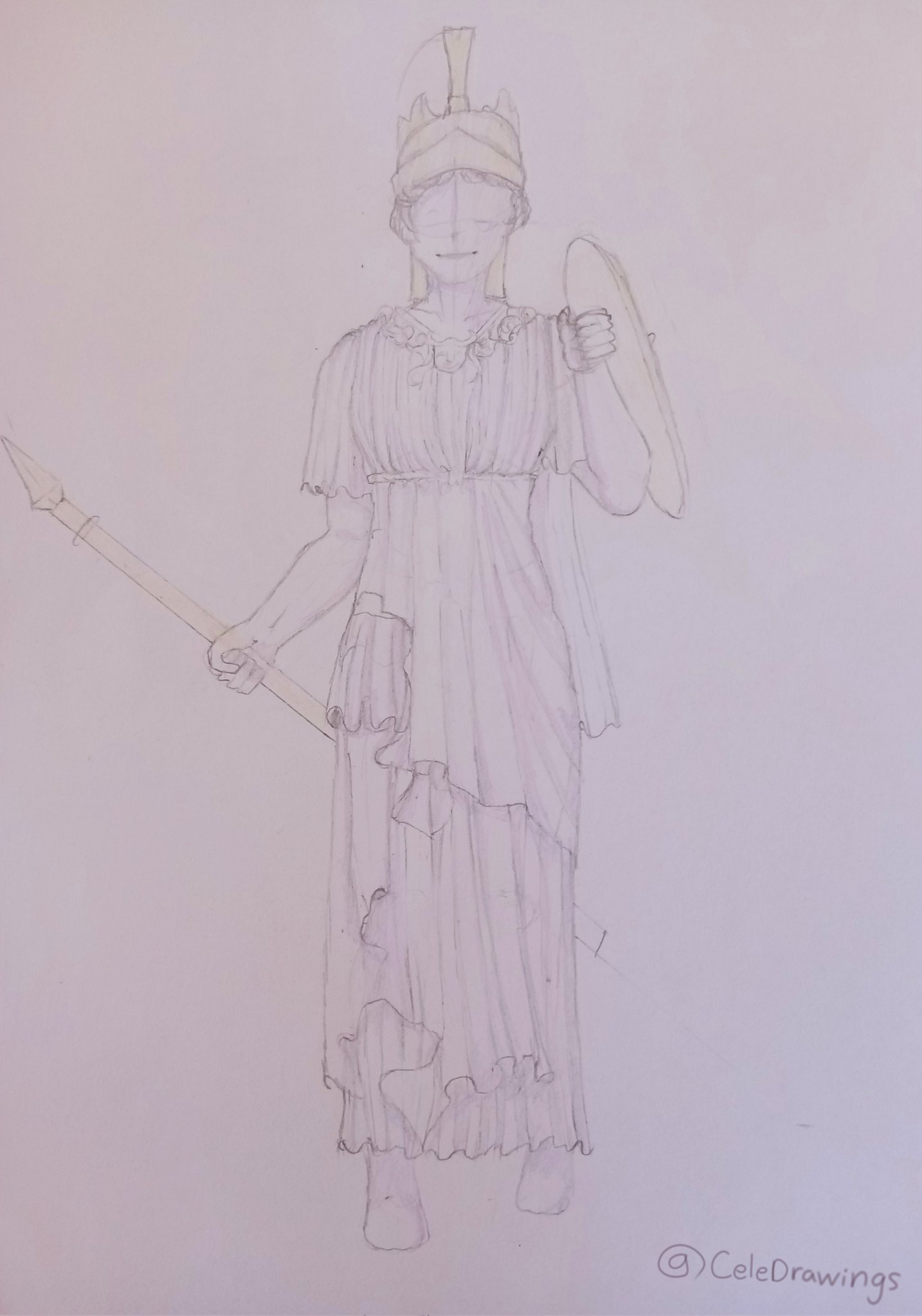 Athena Greek Goddess Drawing Simple