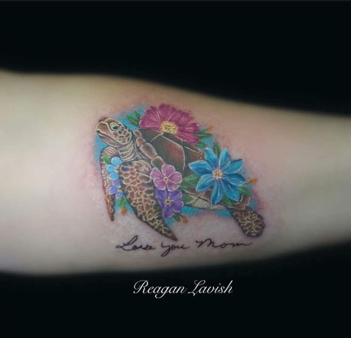 Sea Turtle And Hibiscus Tattoos