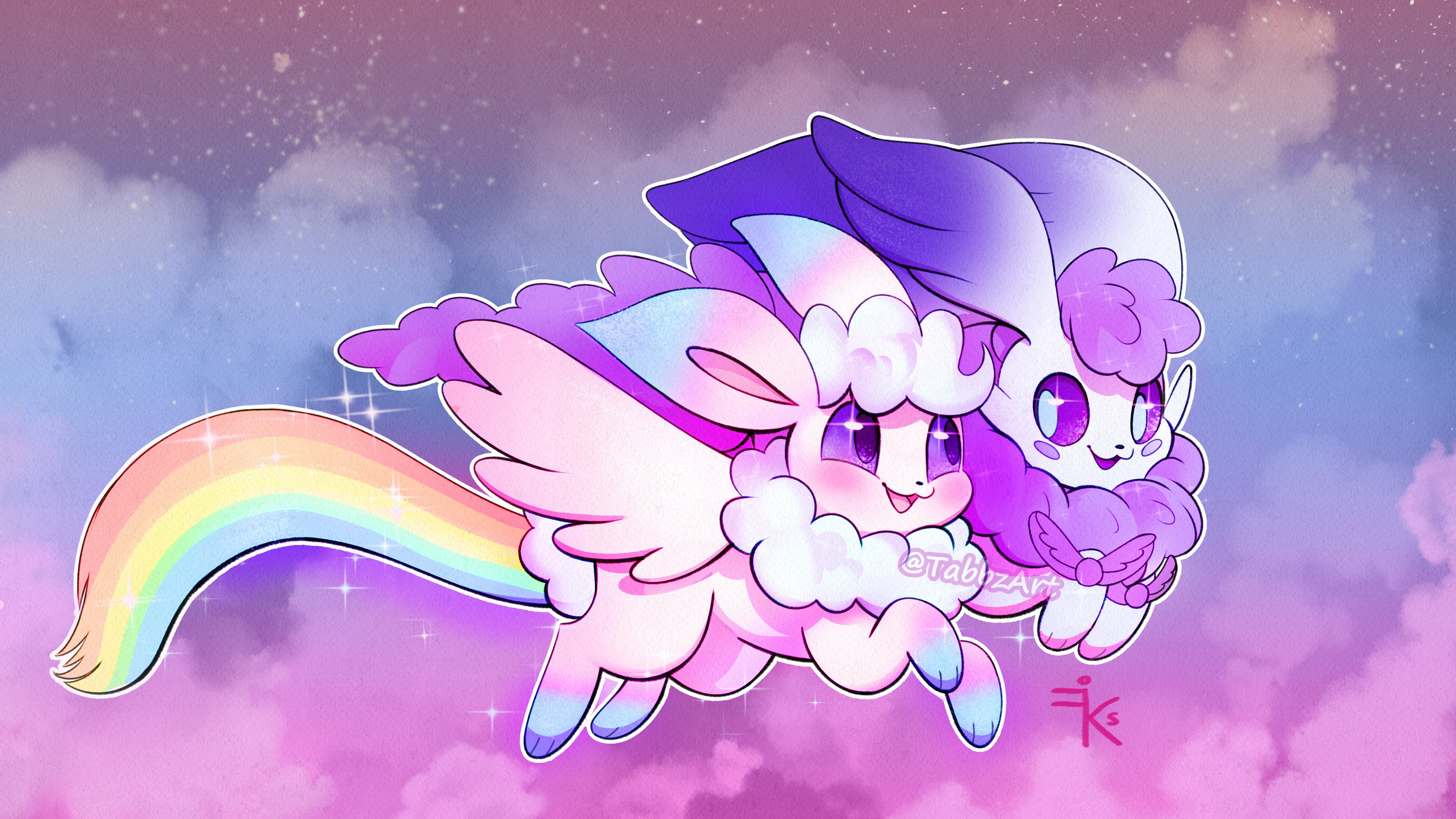Amberlea Comms Open on Twitter: "Flying type eeveelution fakemons~☁️ Celesteon (left, mine)🌈 ...