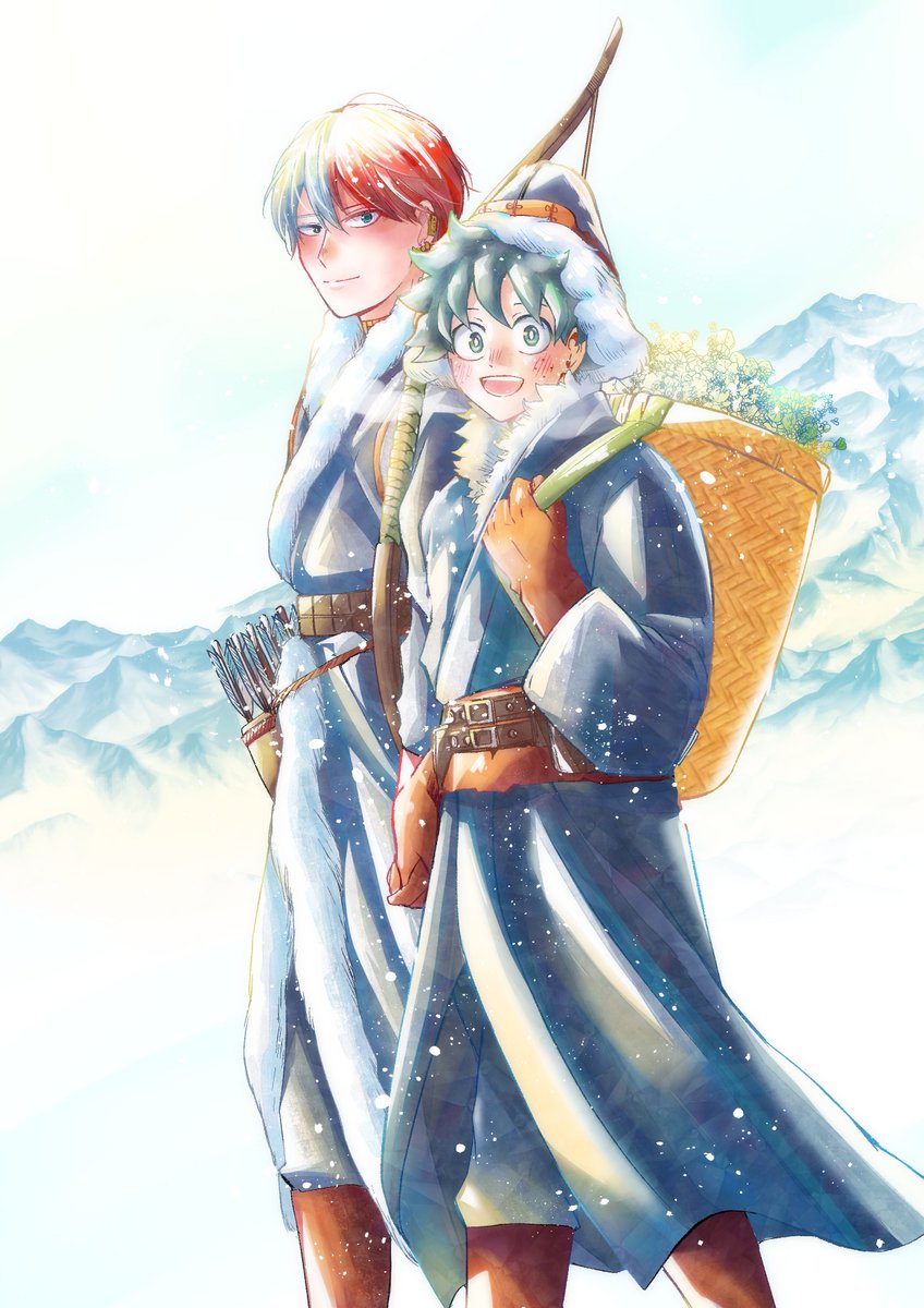 midoriya izuku ,todoroki shouto scar 2boys male focus multiple boys red ...