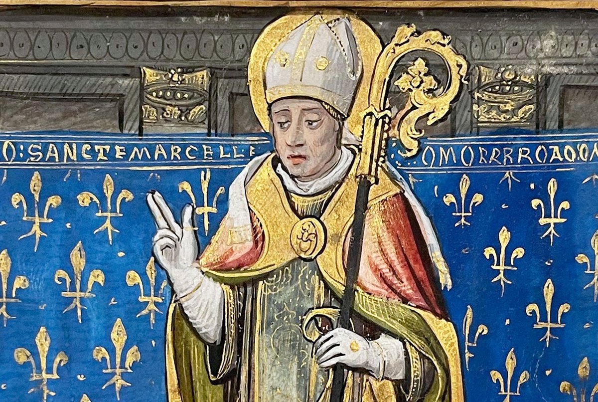 This large initial S showing St Marcel of Paris was originally part of ...