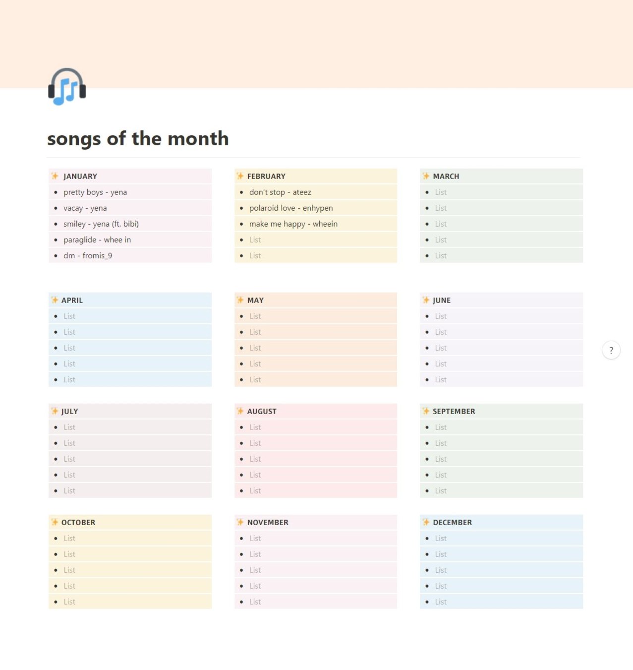 ʚɞ on Twitter: " songs of the month this is where i keep track of my ...
