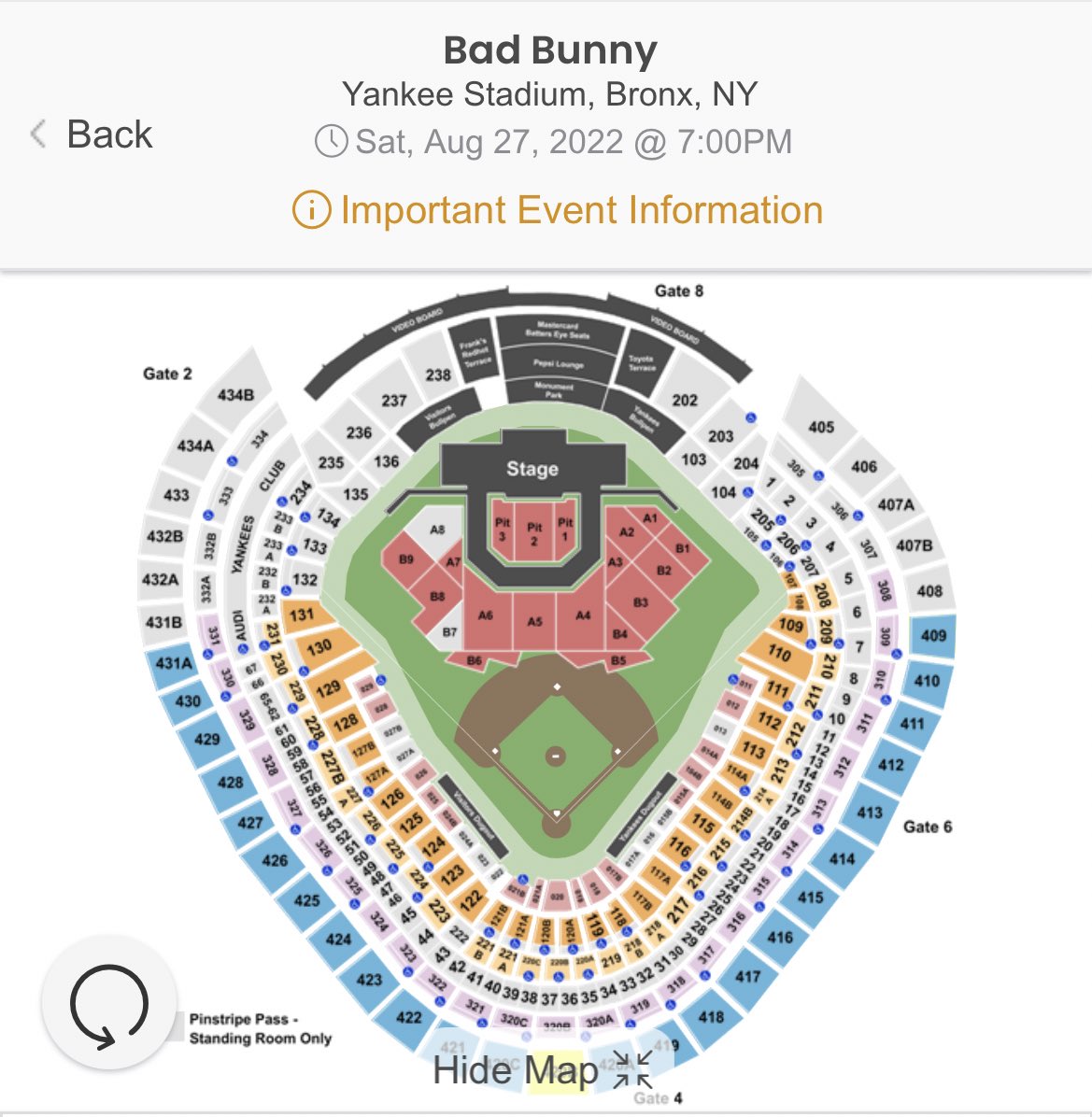 Yankee Stadium Seating Chart Concert