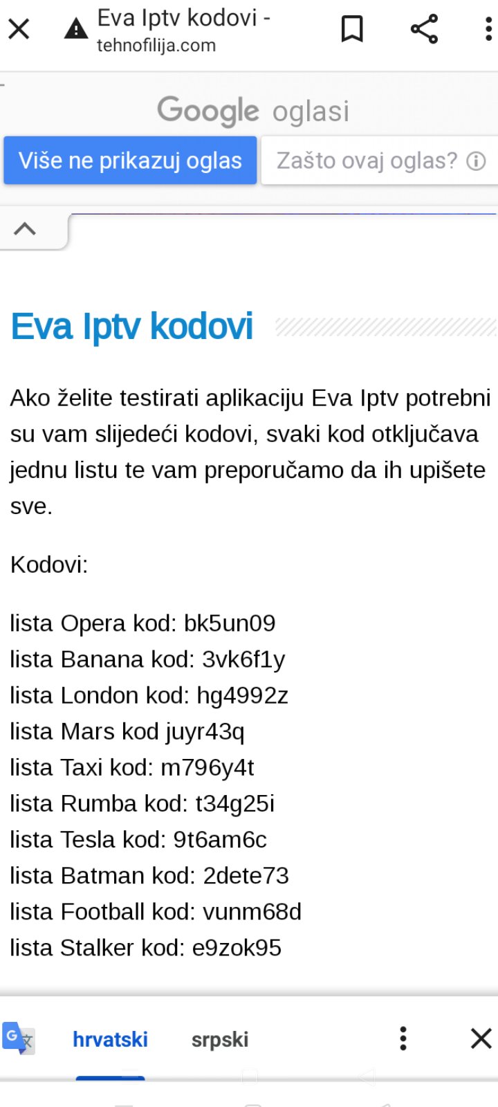 tehnofilija on Twitter: "Eva Iptv kodovi. https://t.co/130ZiV3TCd" / Twitter