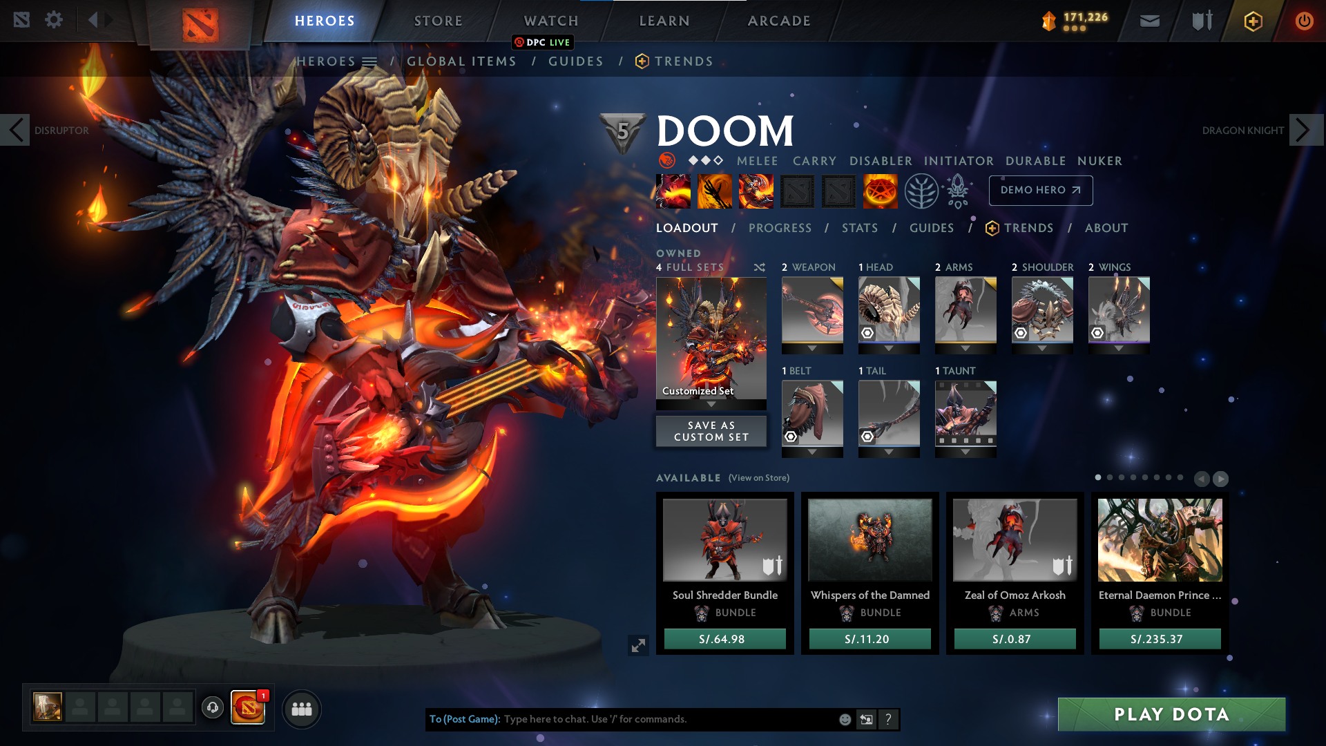 Reddit Dota 2 on Twitter: "Ultra Rare Doom Immortal + @EvilGeniuses set looks amazing! - /u ...