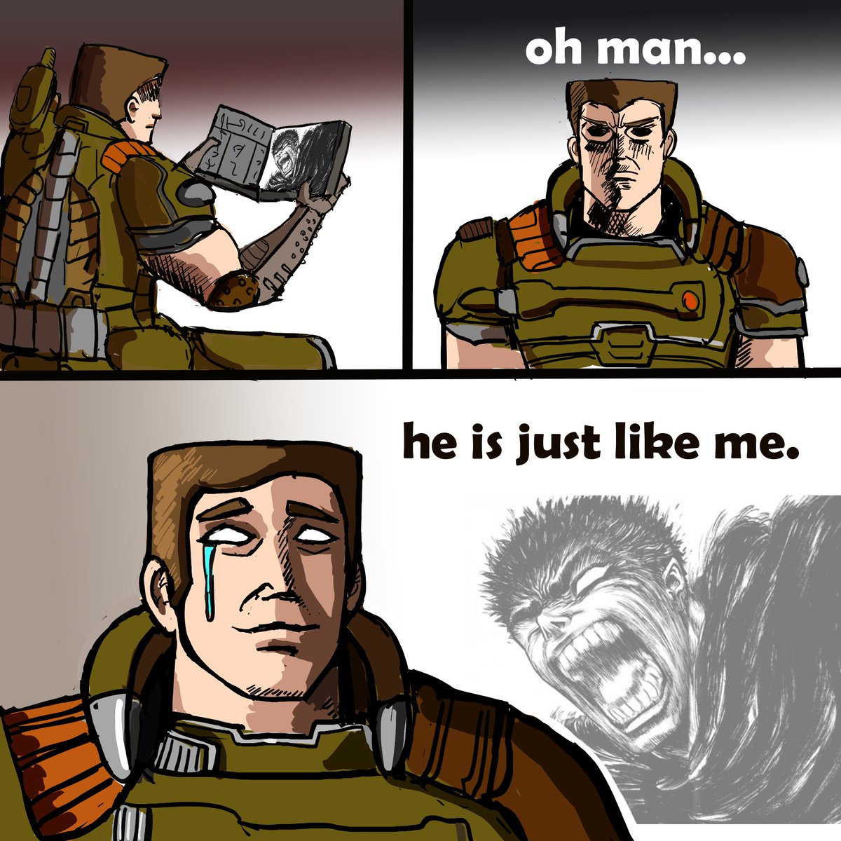 「doomguy reads berserk 」axelの漫画