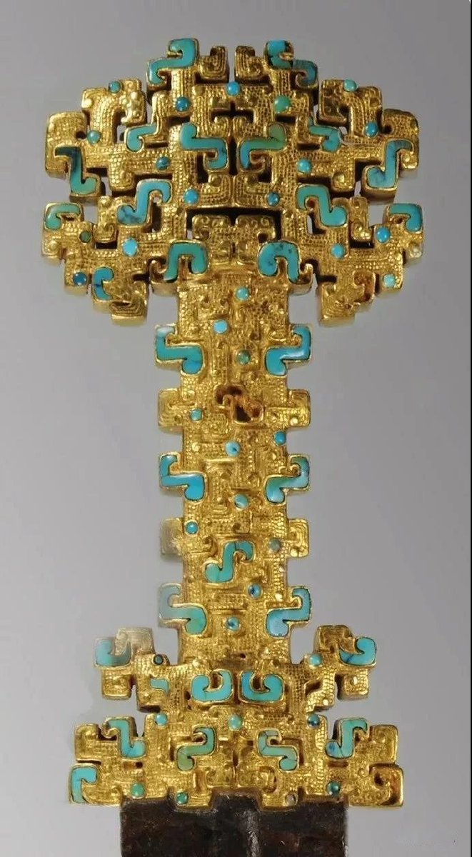 @archaeologyart Gold handle iron sword with kallaite and agate ...