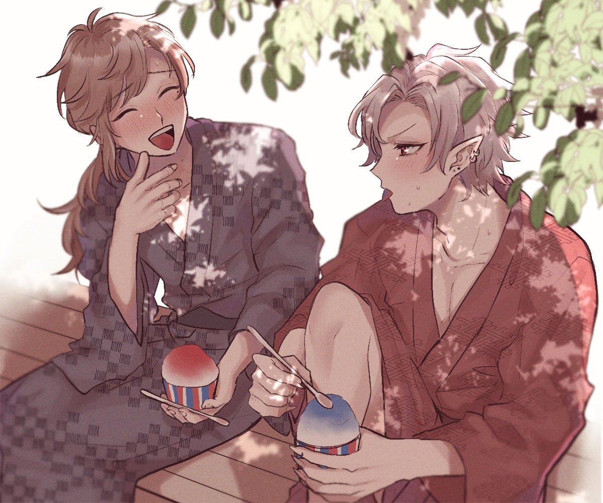 「なつのわ〜る🍧🍧 #KuzuArt #かな絵 」|Y |原稿中のイラスト