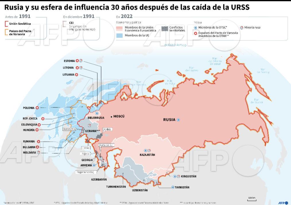 🇷🇺 Mapa con la evolución de la influencia rusa tras la caída de la ...