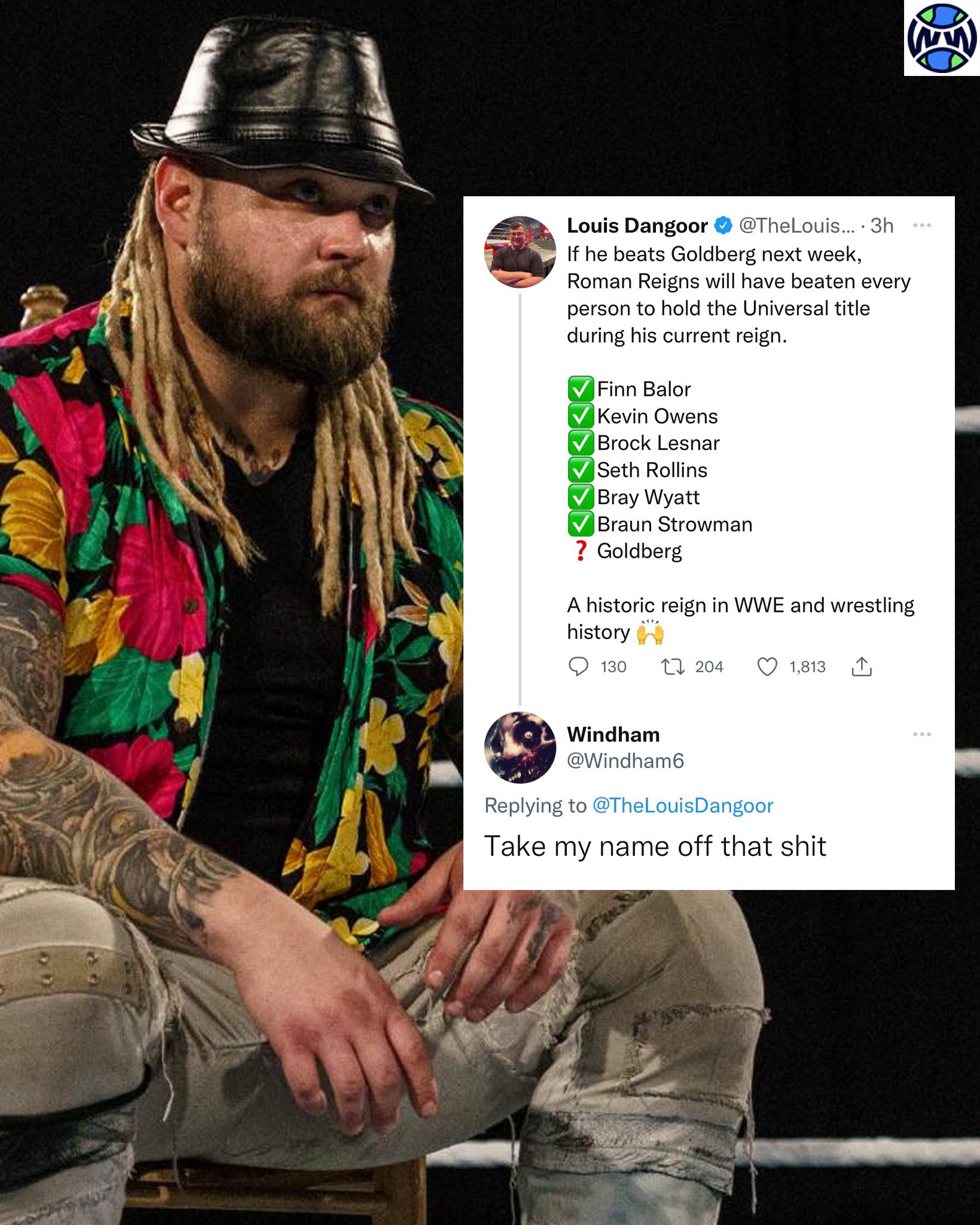 WrestlingWorldCC on Twitter: "Windham (Bray Wyatt) responds to being on list of wrestlers that ...