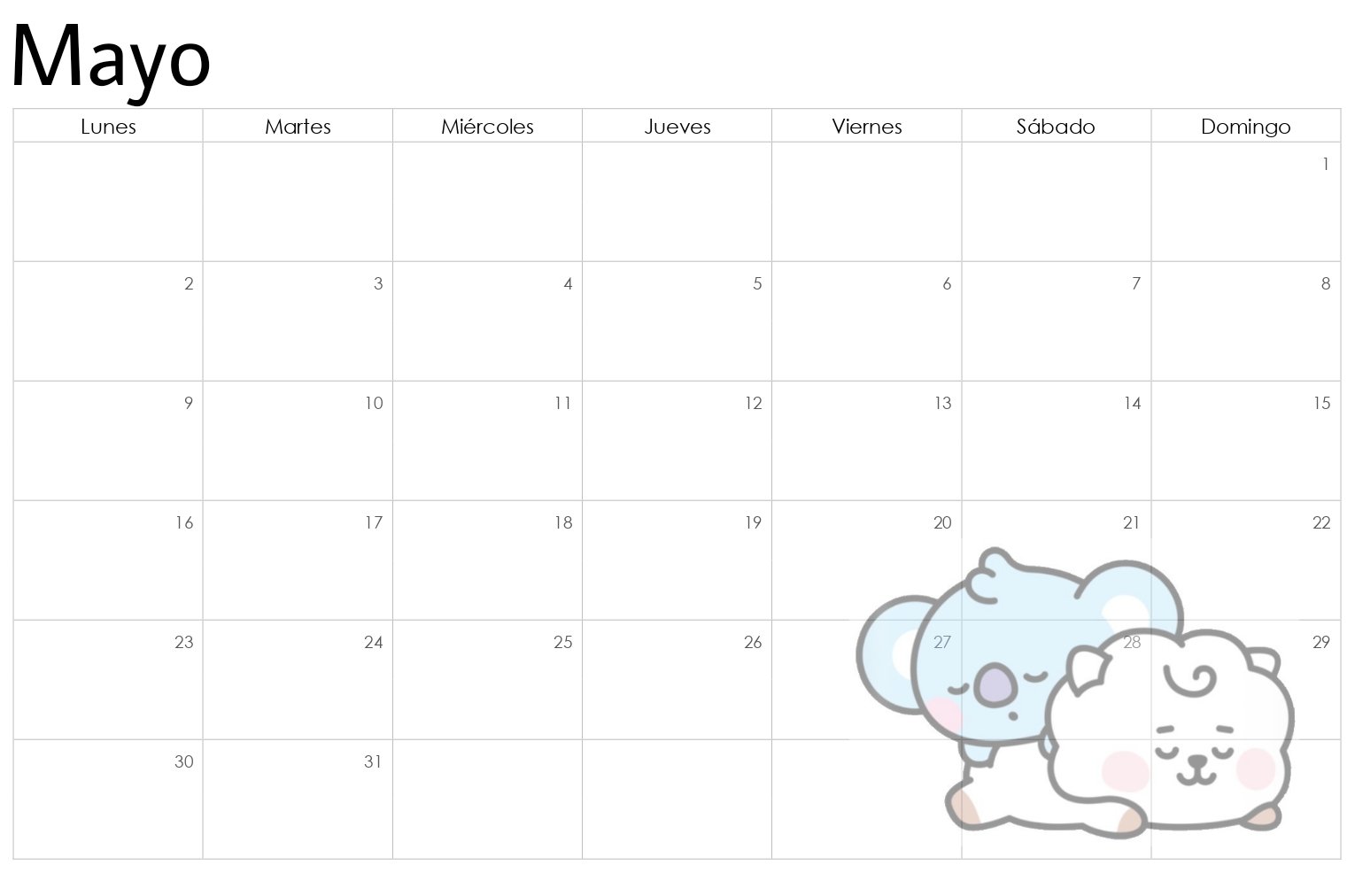 Calendario Mayo 2022