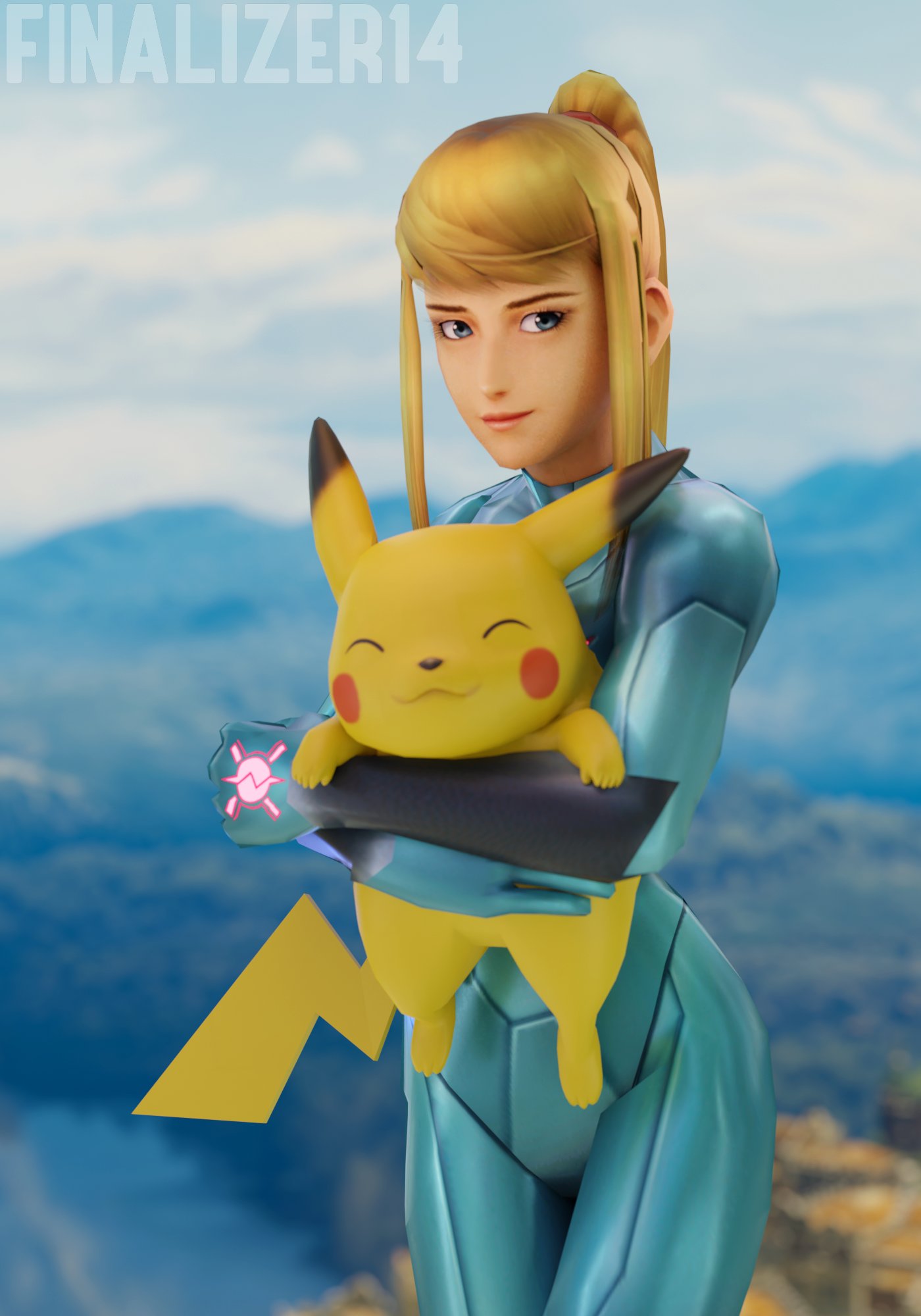 Zero Suit Samus And Pikachu Brawl