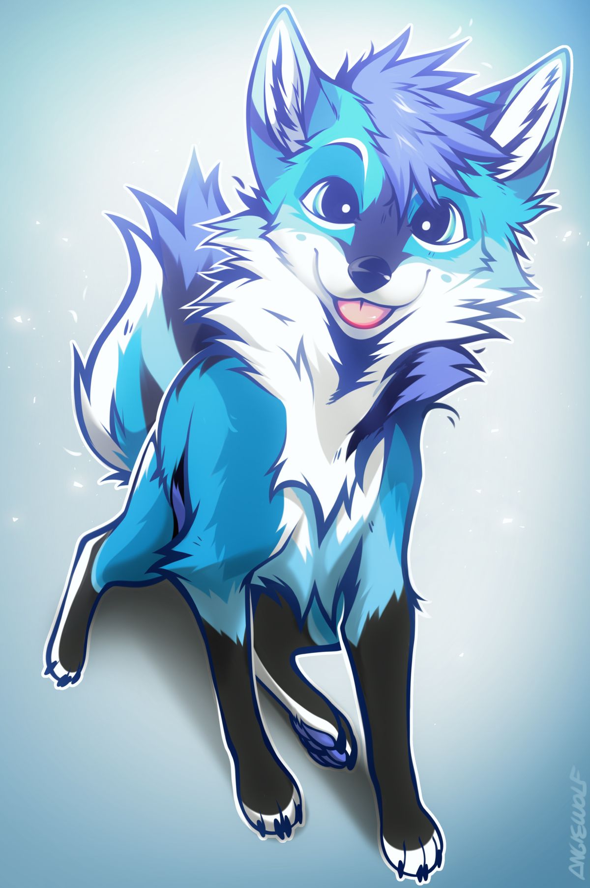 Anime Blue Wolf With Wings