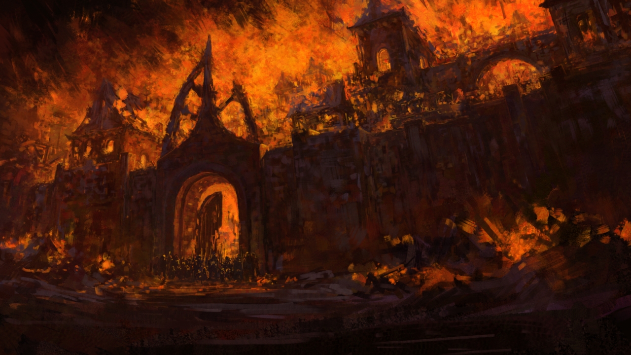 Burning Castle Wallpaper