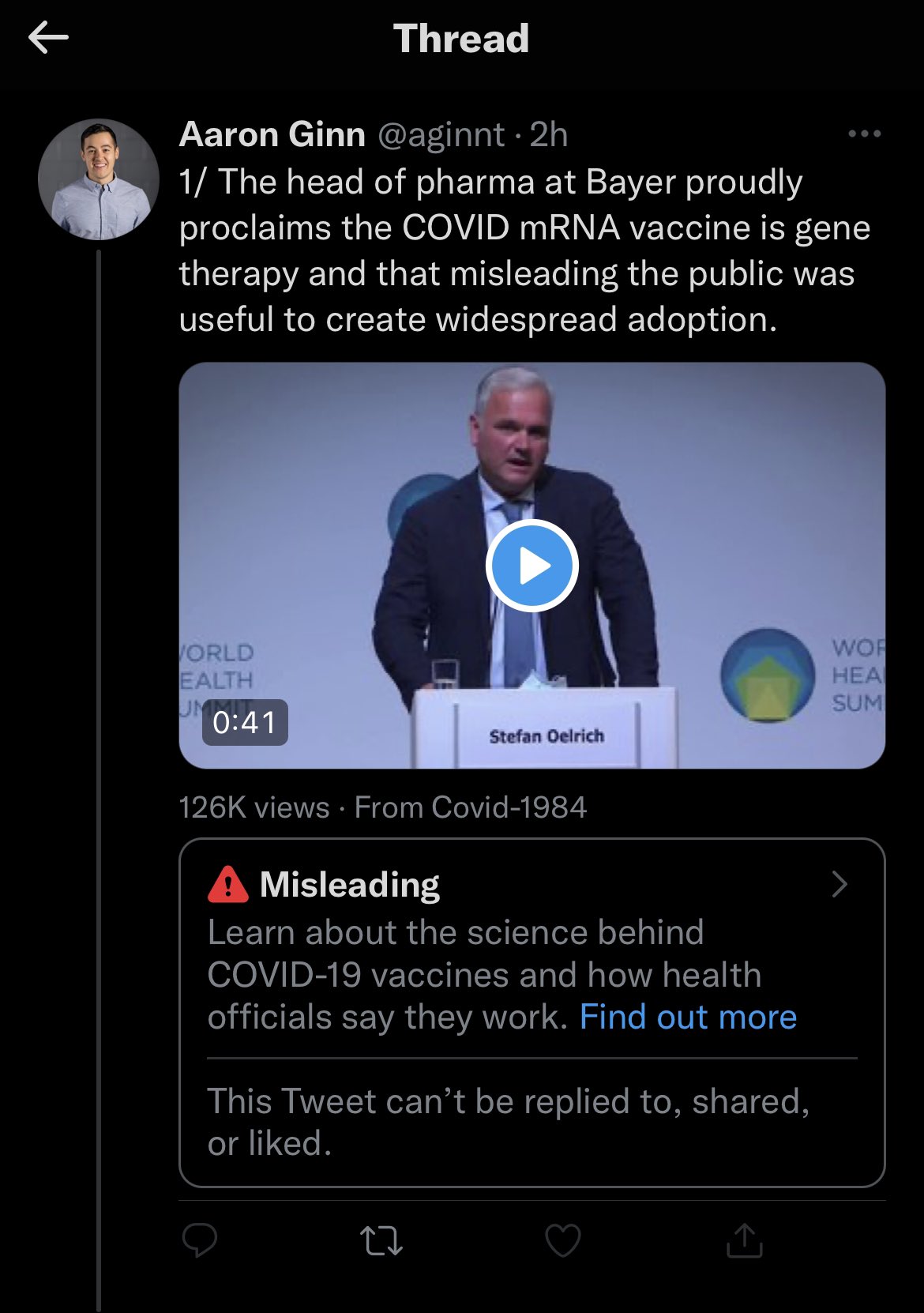 Aaron Ginn on Twitter: "Twitter censored a direct quote from a pharma executive about the jab.…