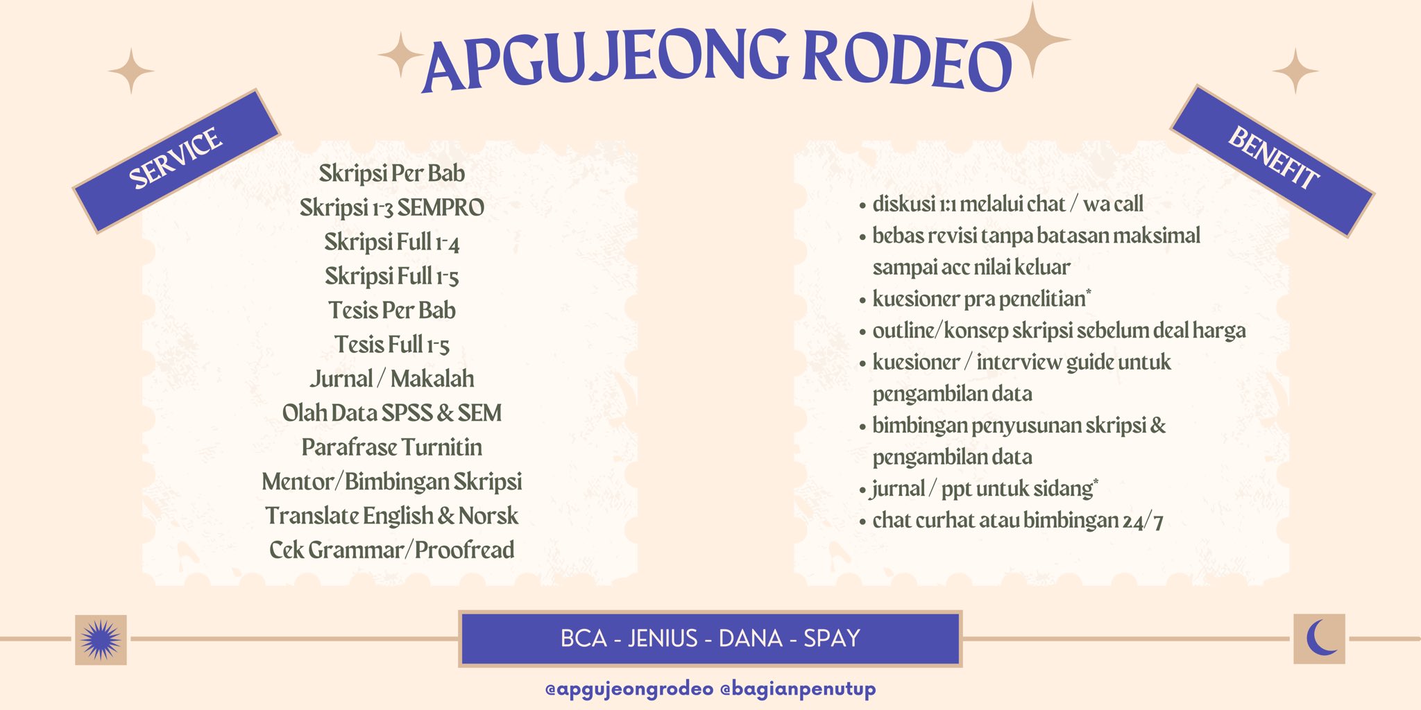 🤭 JOKI SKRIPSI & PROPOSAL ☺️ on Twitter: "⛅️ these are apgu’s services list and benefits ! bisa ...