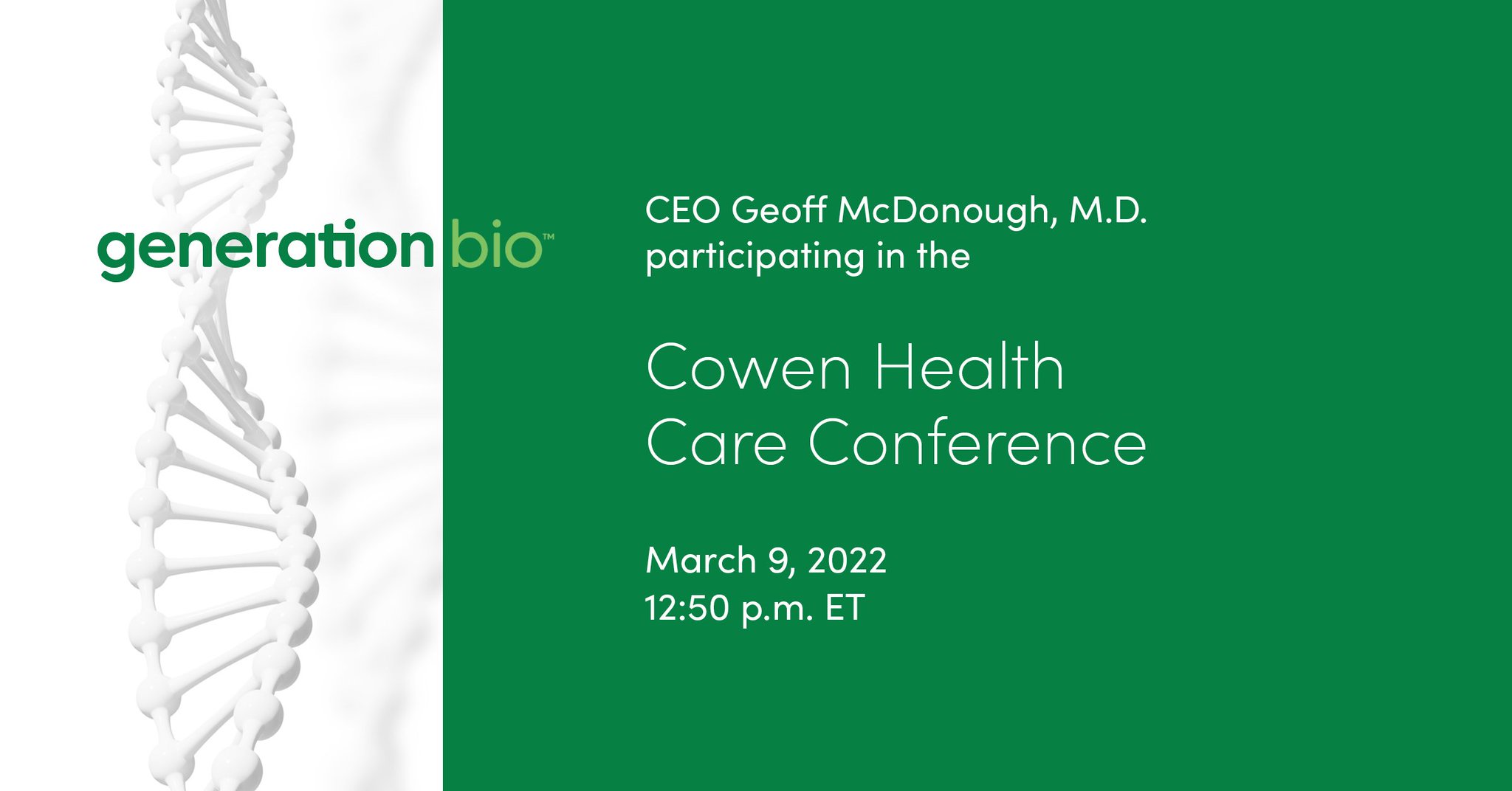 GenerationBio on Twitter: "Our CEO, Geoff McDonough, will participate in the Gene Therapy panel ...