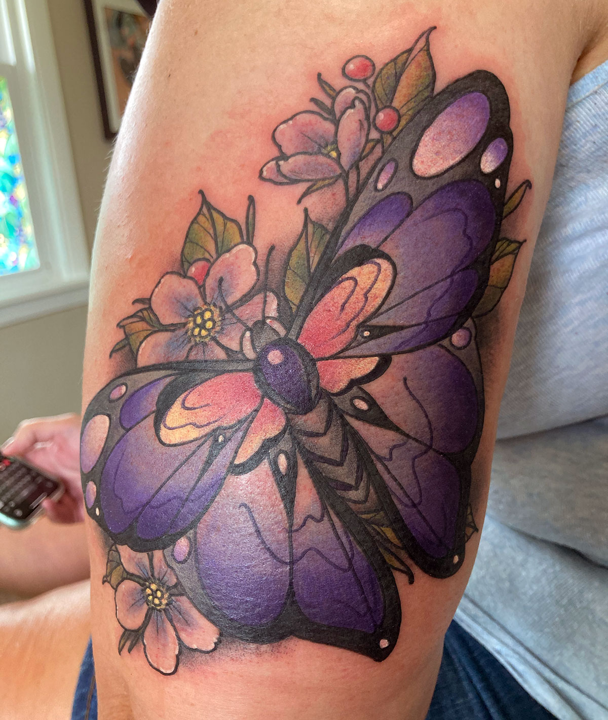 Beautiful Purple Butterfly Tattoo