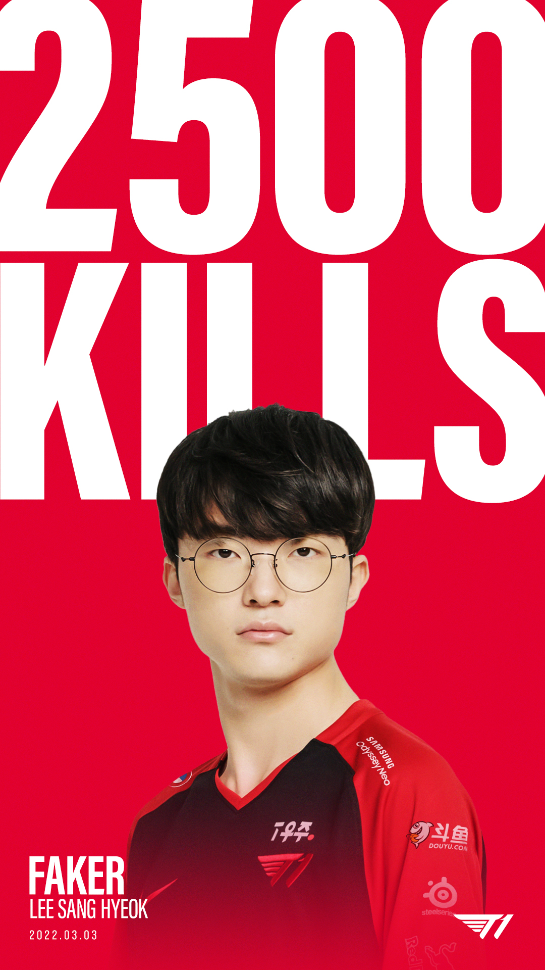 T1 LoL on Twitter: "OUR MIDLANE, FAKER | 2013.02.13~ LCK 최초 2500 킬을 달성한 @faker 이상혁 선수! 그가 가는 길이 ...