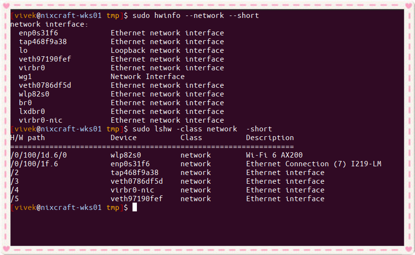 nixCraft on Twitter: "Want to easily identify Ethernet interfaces or NIC hardware on your Linux ...
