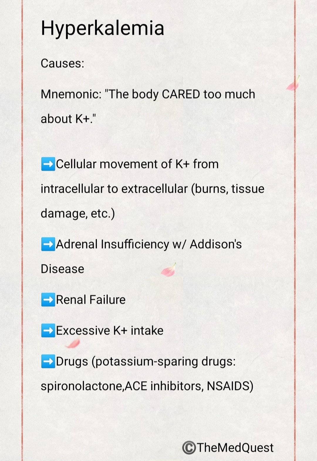 Causes Of Hyperkalemia Mnemonics Medical Estudy