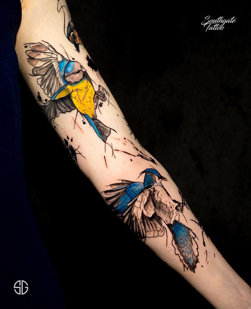 Blue Jay Watercolor Tattoo