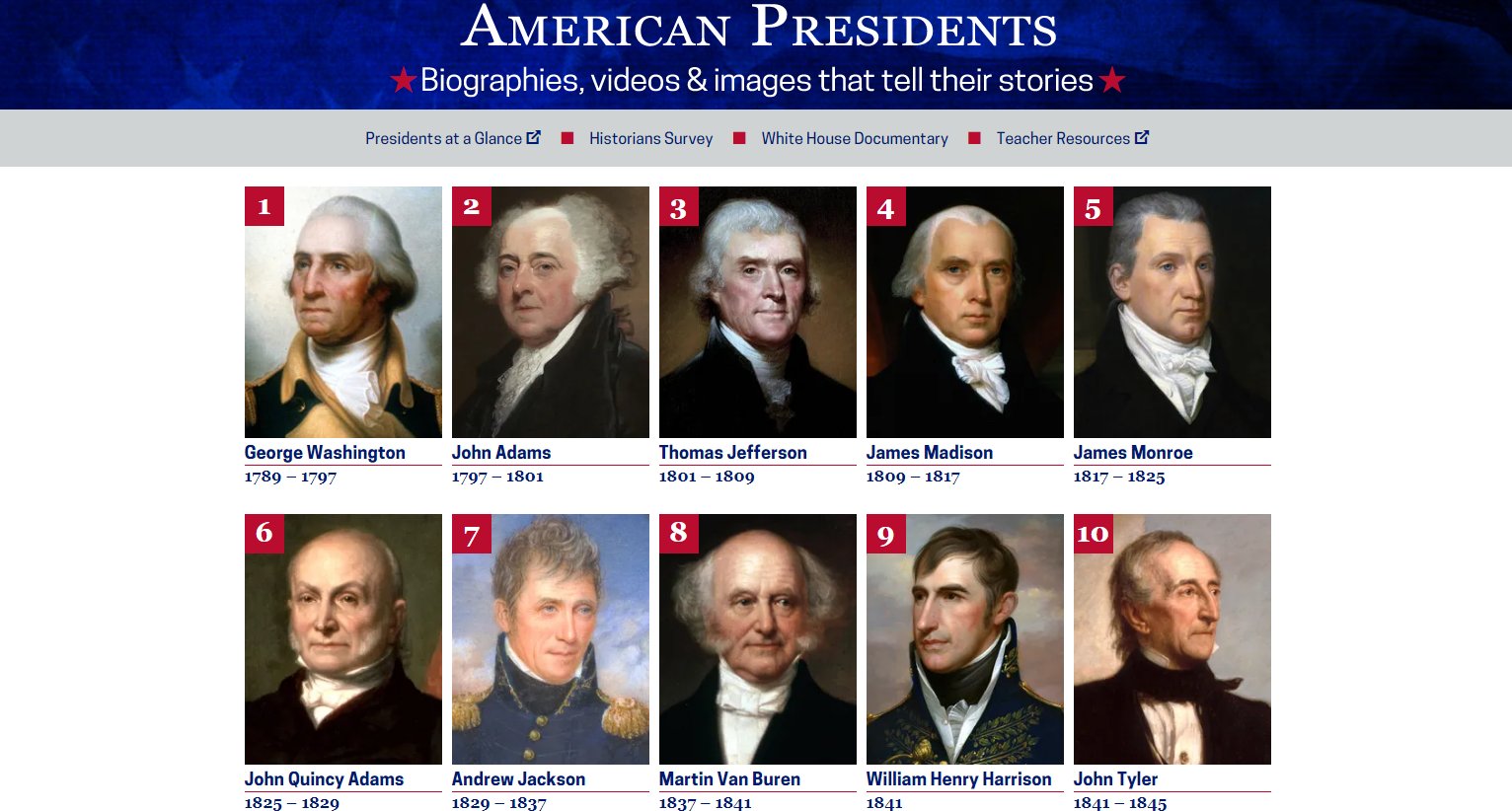 Presidents In Order