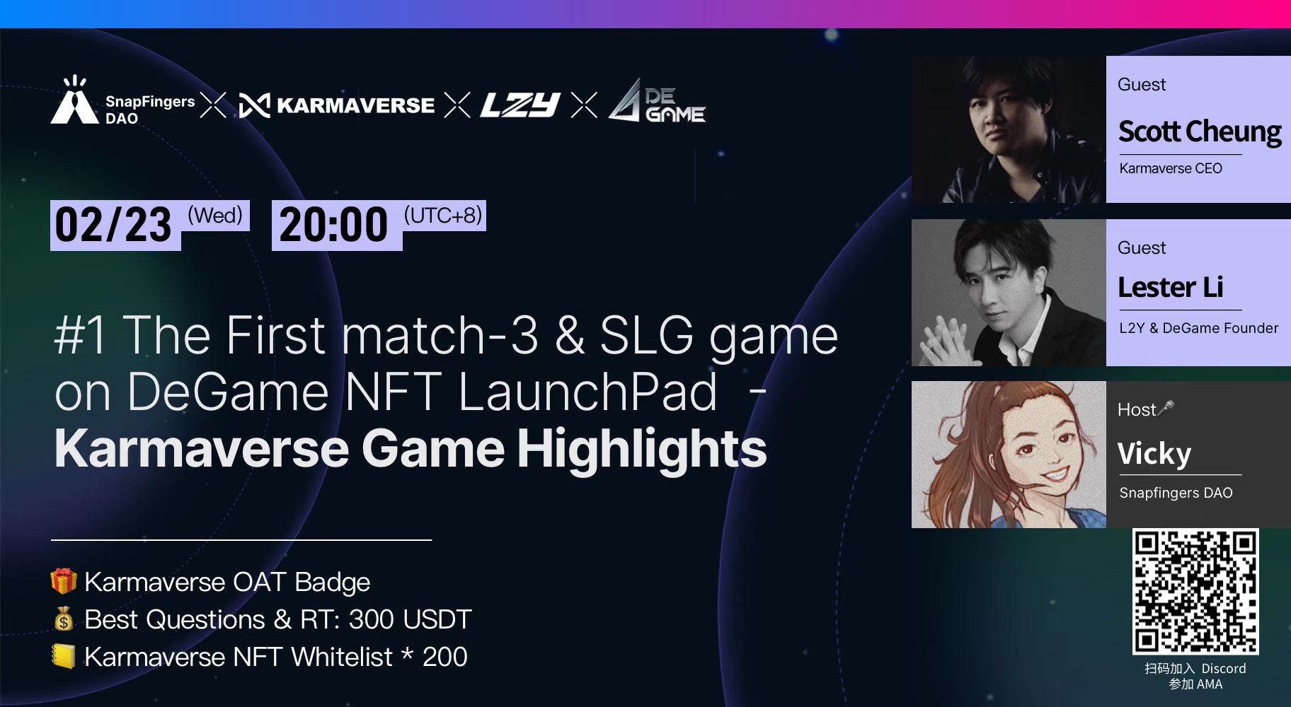 SnapFingers DAO on Twitter: "🎙️SnapFingers AMA features @l2y_com @Karmaverse_io 🥁the 1st Match-3 ...