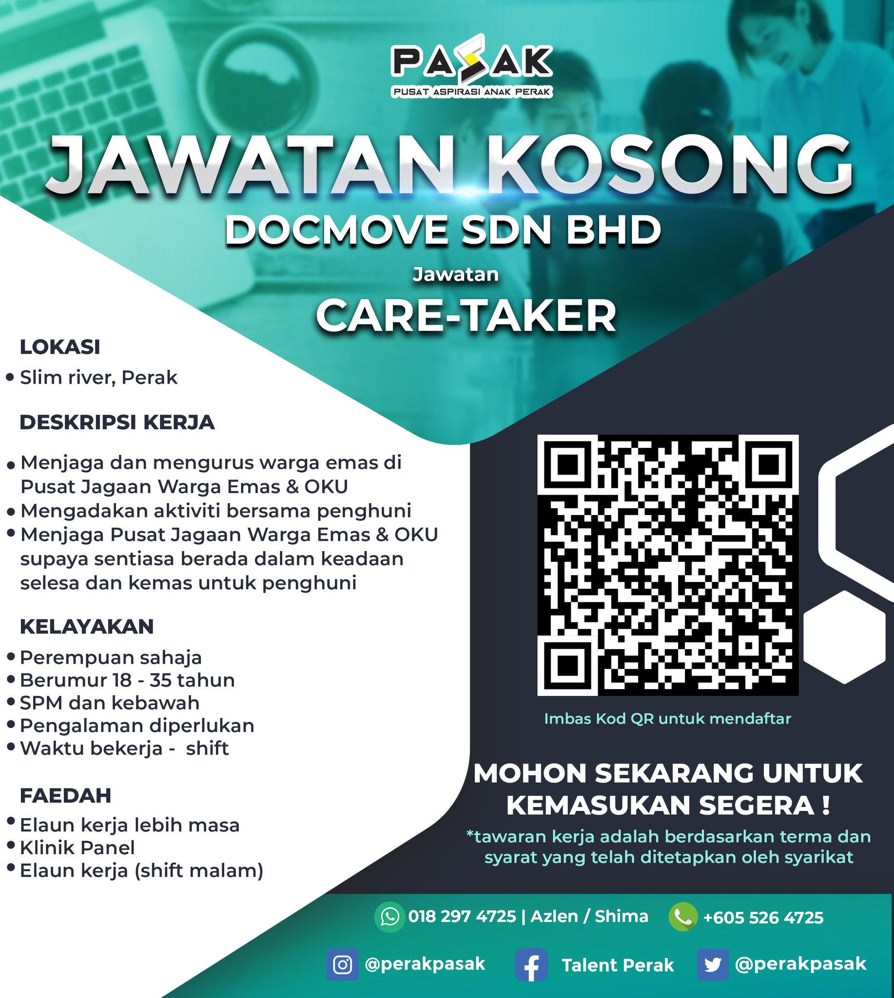 Pusat Aspirasi Anak Perak on Twitter: "JAWATAN KOSONG DOCMOVE SDN BHD, SLIM RIVER, PERAK 1: CARE ...