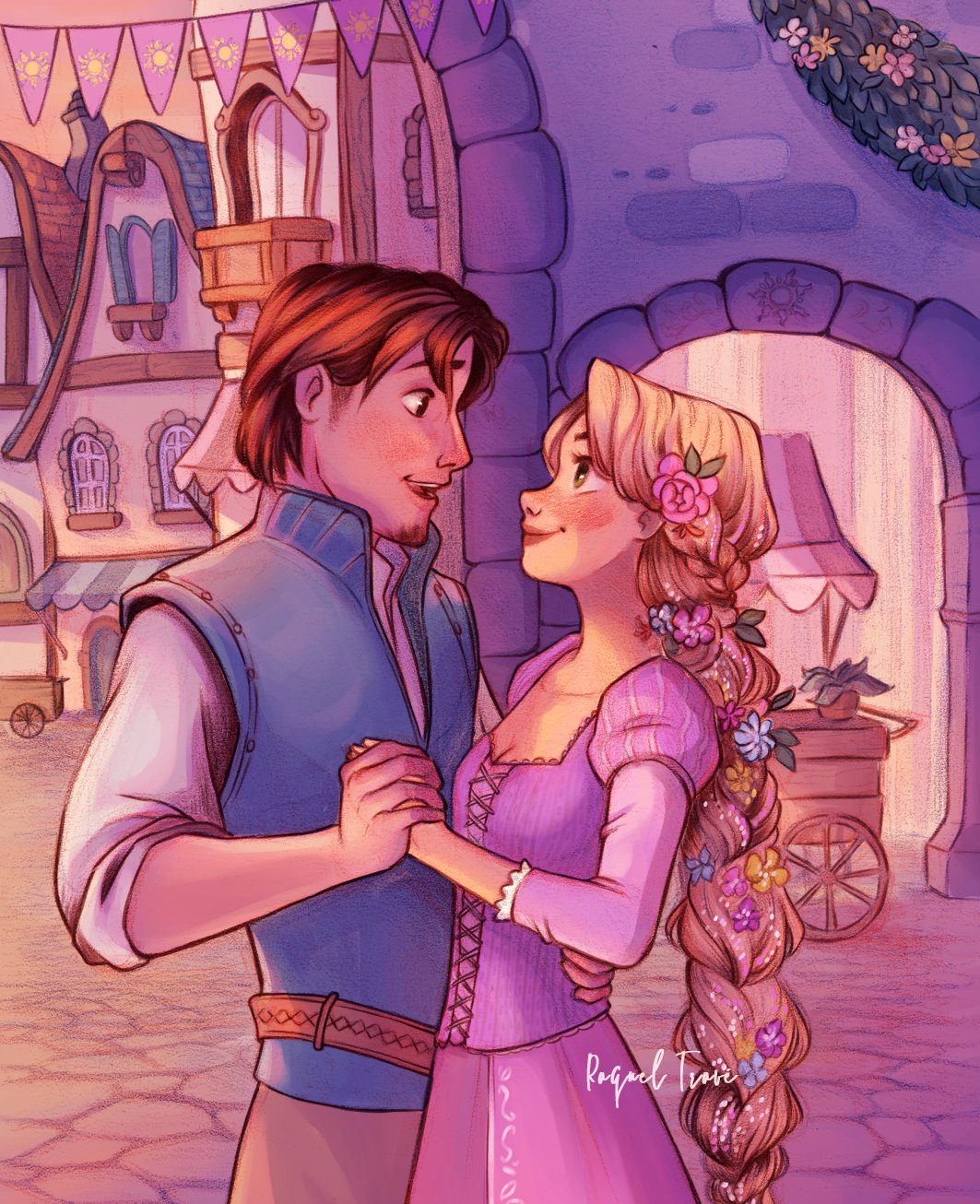 Tangled Rapunzel And Flynn Dancing