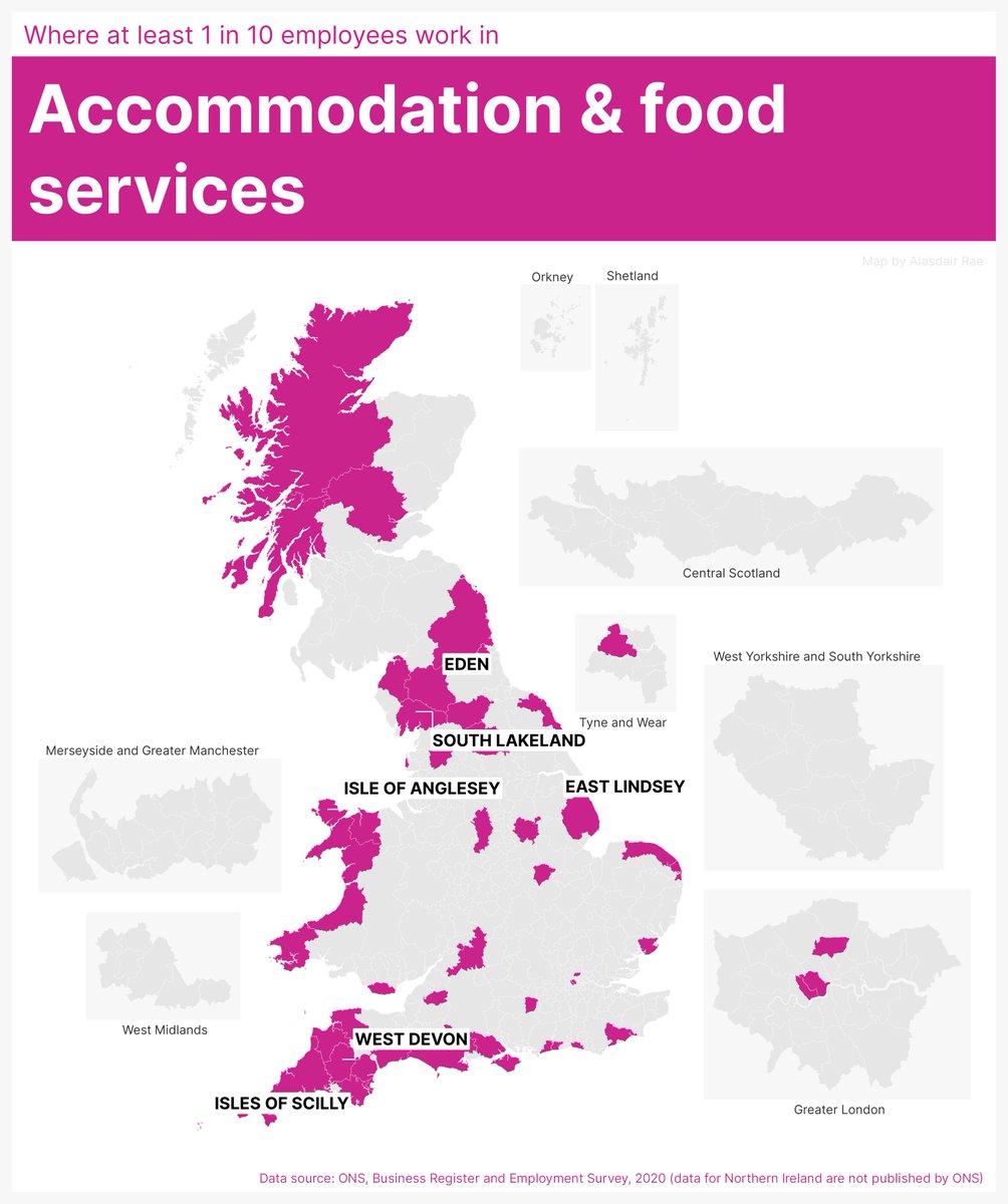Short map thread on geography of jobs across Great Britain, by sector ...