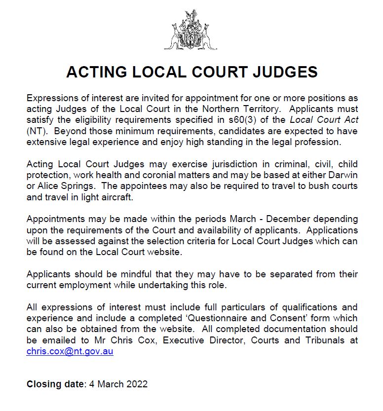 Local Court Of The Northern Territory Order Prices | instrumentation ...
