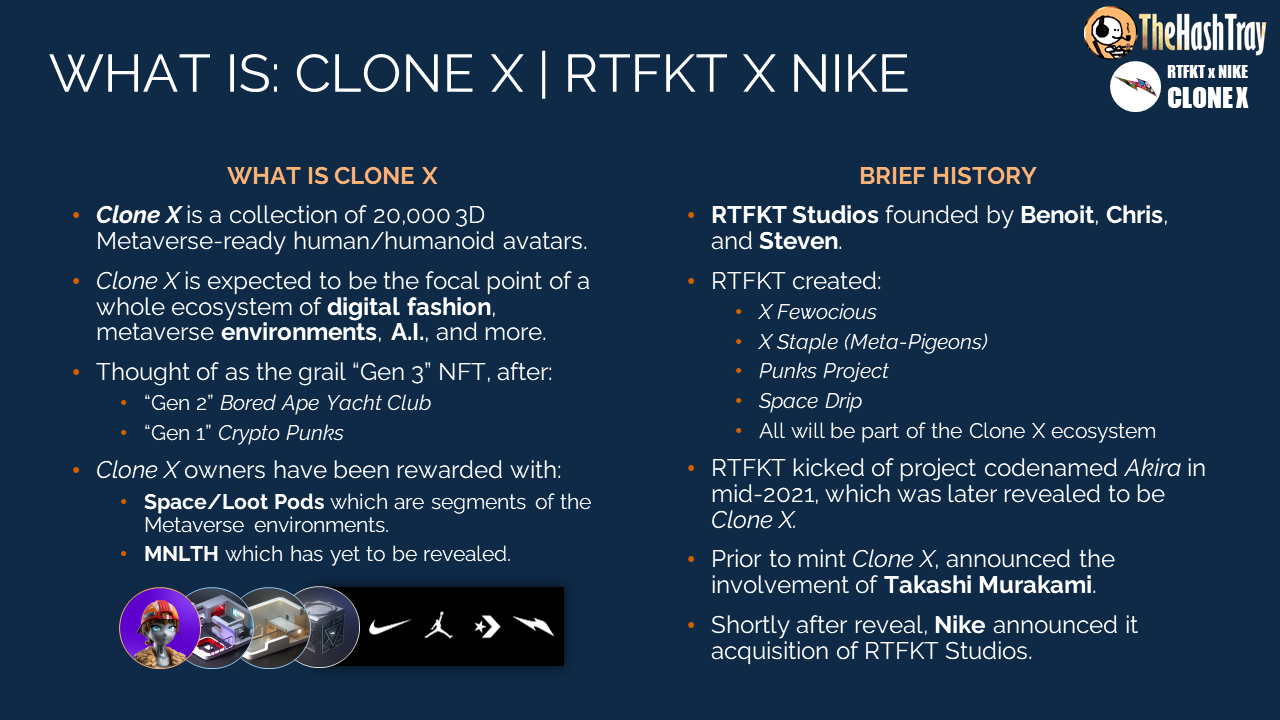 TheHashTray on Twitter: "What is #CloneX 🟩Created by #RTFKT, which is now under the @Nike ...