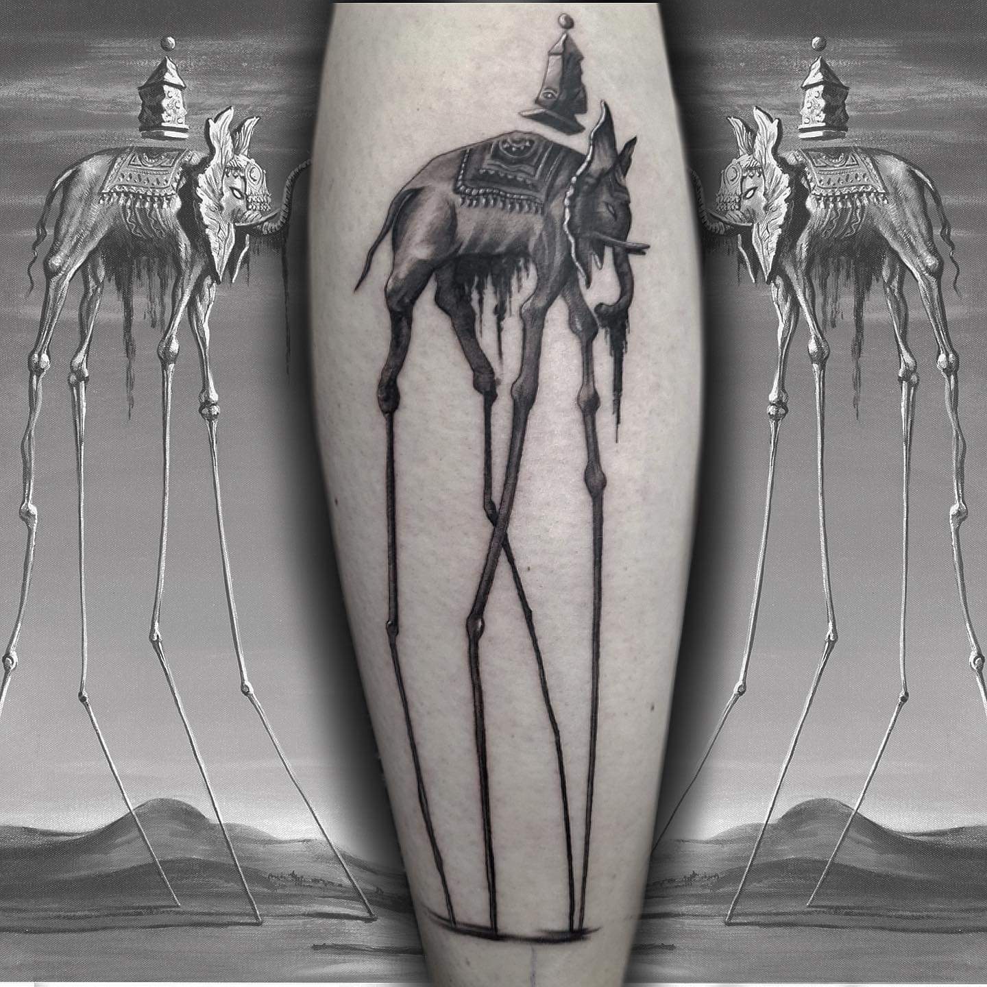 Salvador Dali Elephants Drawing