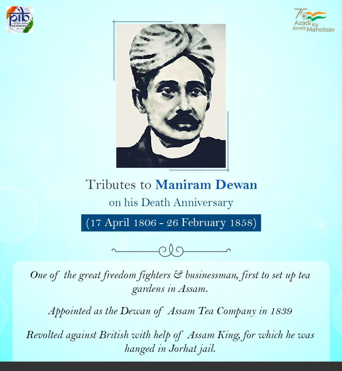 Remembering Assamese freedom fighter Maniram Dewan who was martyred on ...