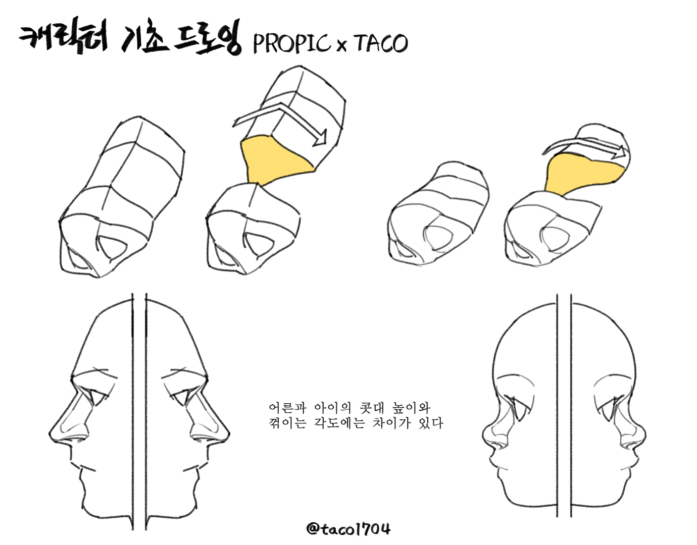 타코작가 On Twitter 어른과 아이의 콧대 높이와 꺾이는 각도에는 차이가 있다 3bydy3g3yp Twitter