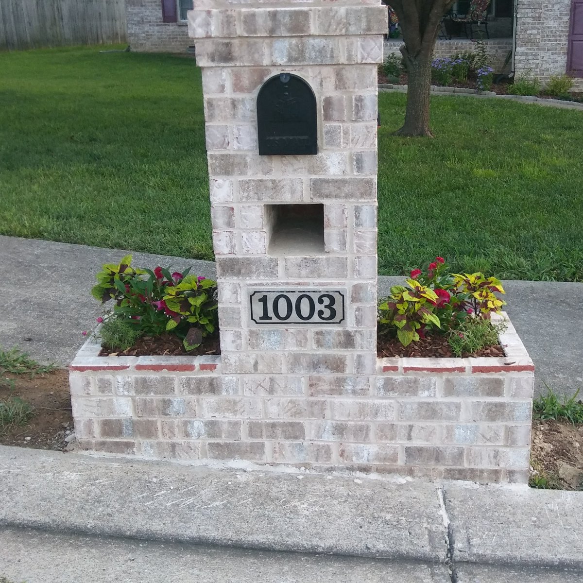 Brick Mailbox With Planter Planter For Mailbox Post, White, Weather